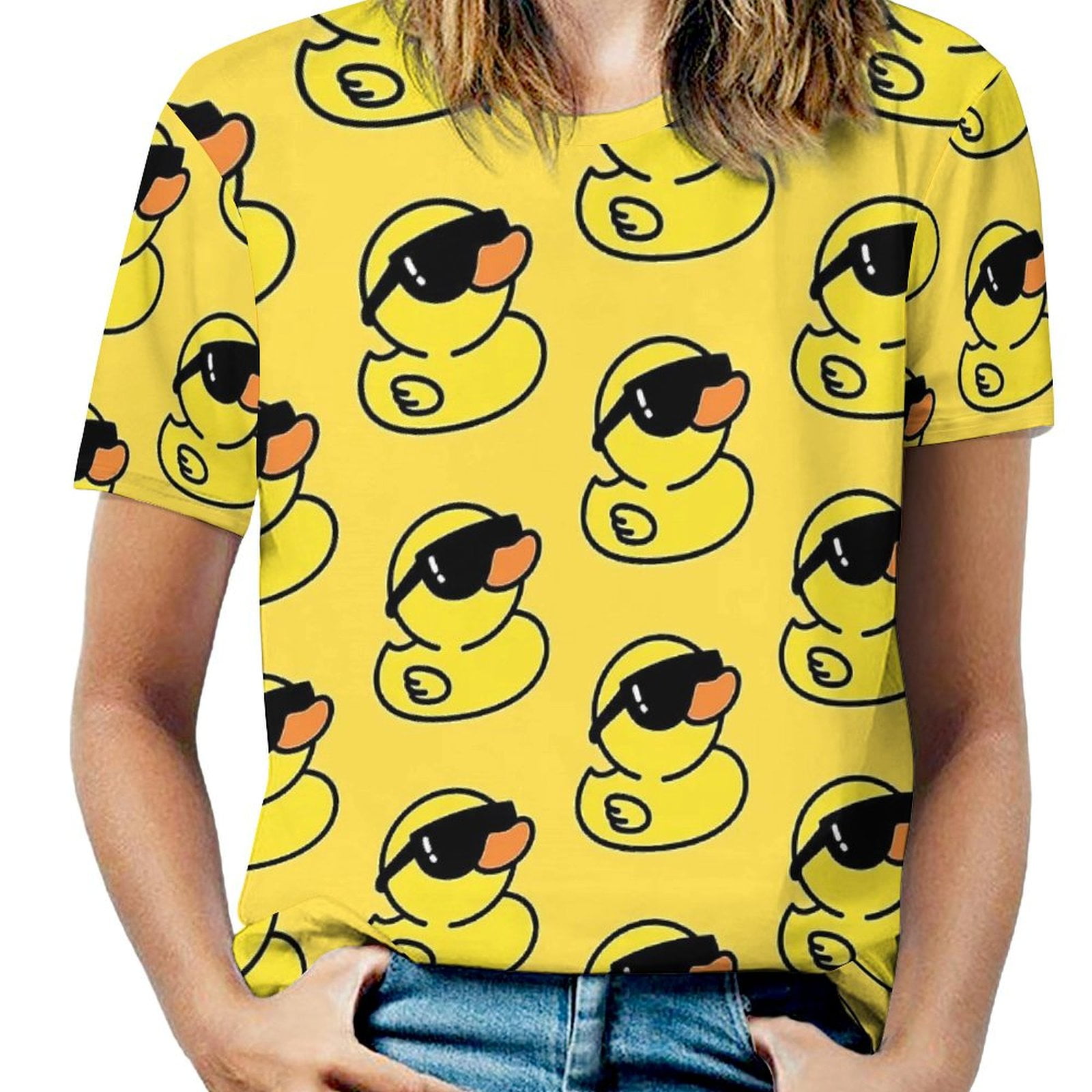 Female T-Shirt Rubber Ducks O Neck T-Shirts Short Sleeve Bath Duck ...