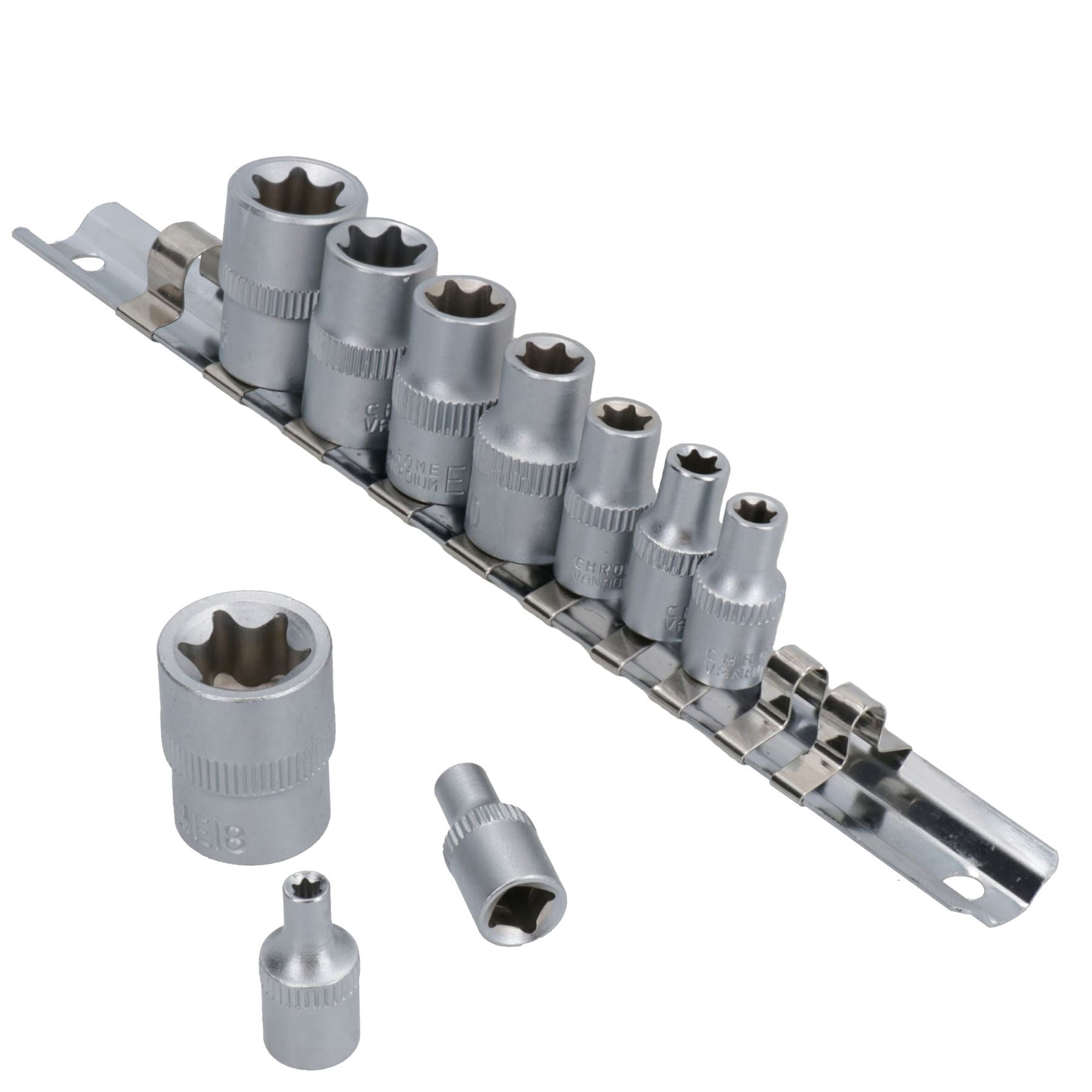 Female Torx Star E Shallow Sockets 1/4" + 3/8” Drive E4 – E18 10pc Set ...