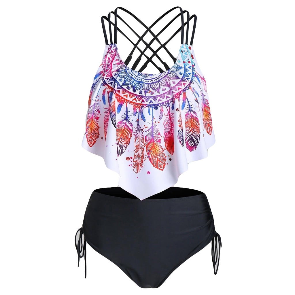 Female Two Pieces Set Vacation Bkini Print Bathing Suit Bkinis Lady