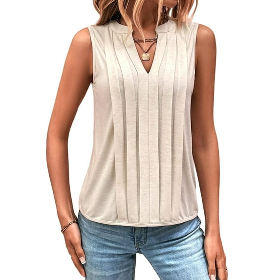 Female V Neck Sleeveless Blouses Summer Casual Tank Tops Business ...