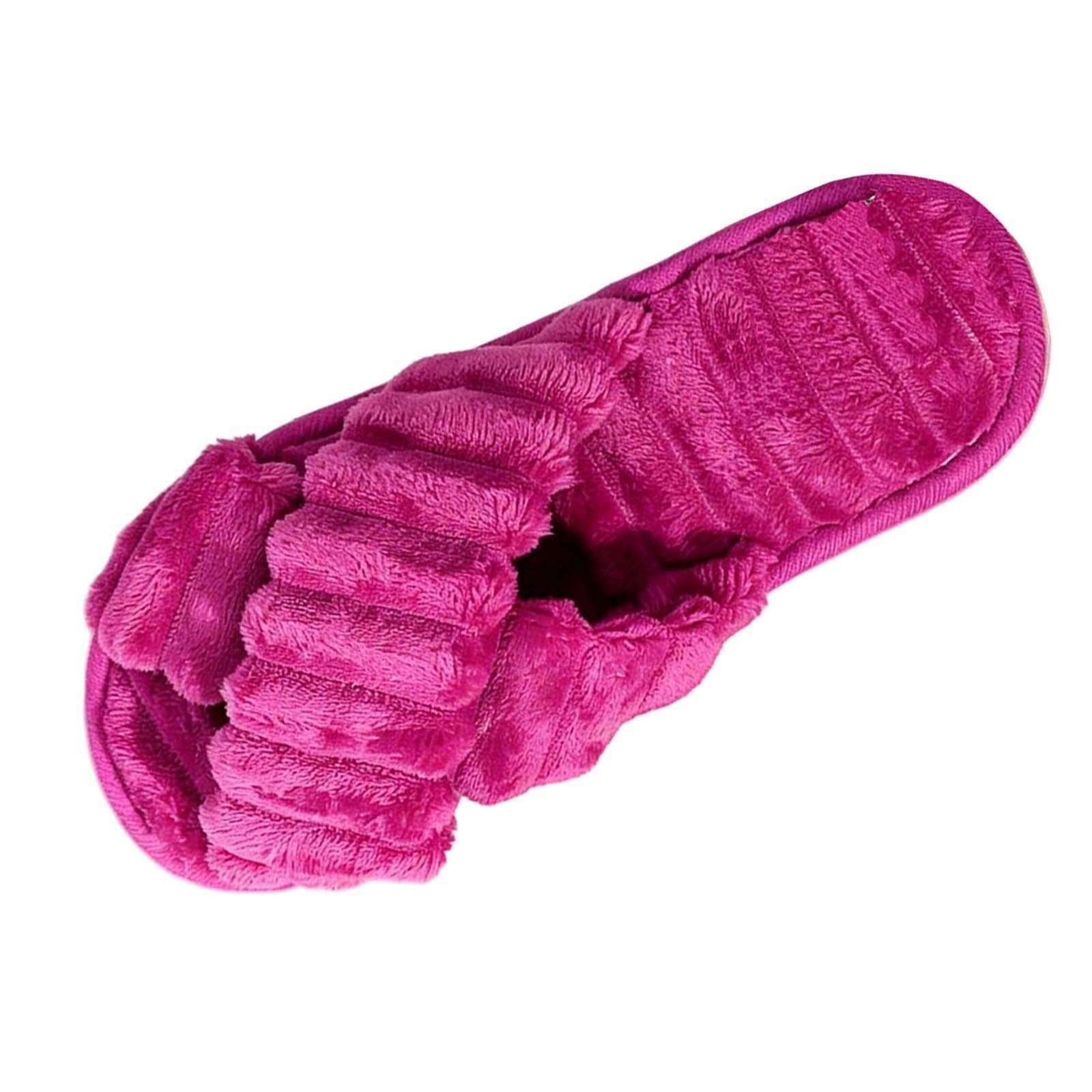 Female Versatile Double Size Open Toe Bedroom Slippers Round Toe Warm ...