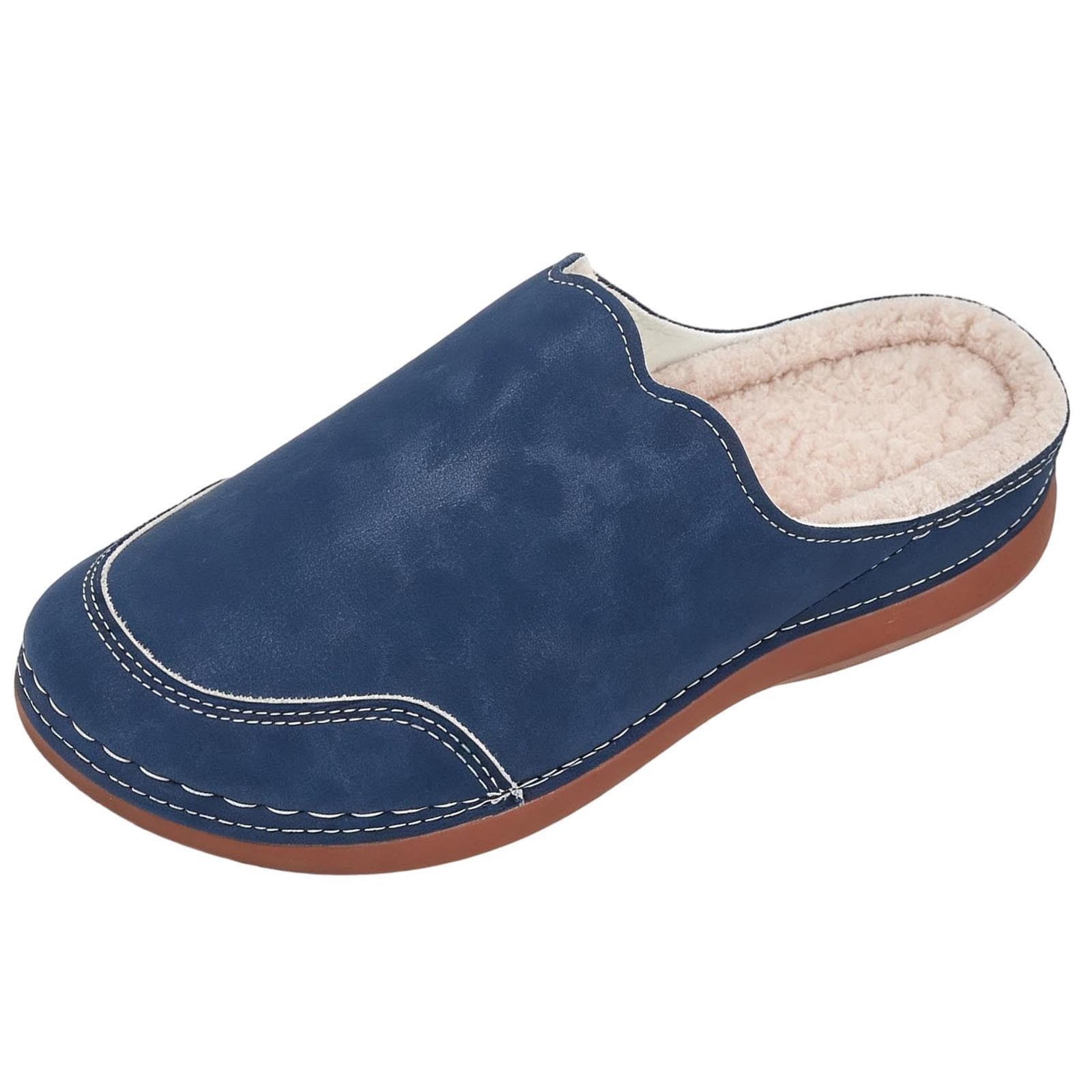 Female Versatile Plus Size Round Toe Bedroom Slippers Warm Soft Sole ...
