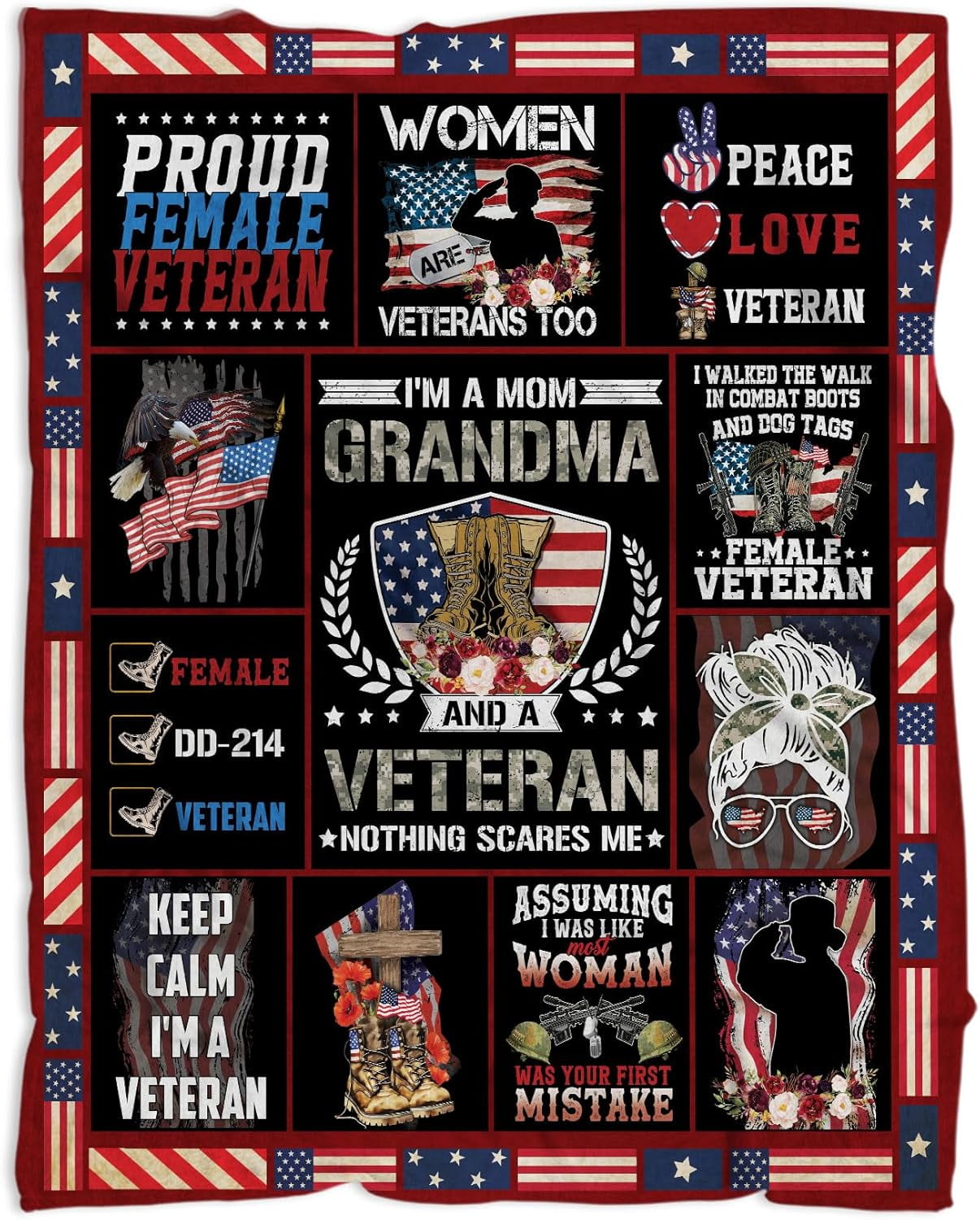 Female Veteran Gifts, Proud Female Veteran Blanket, Veteran Military ...