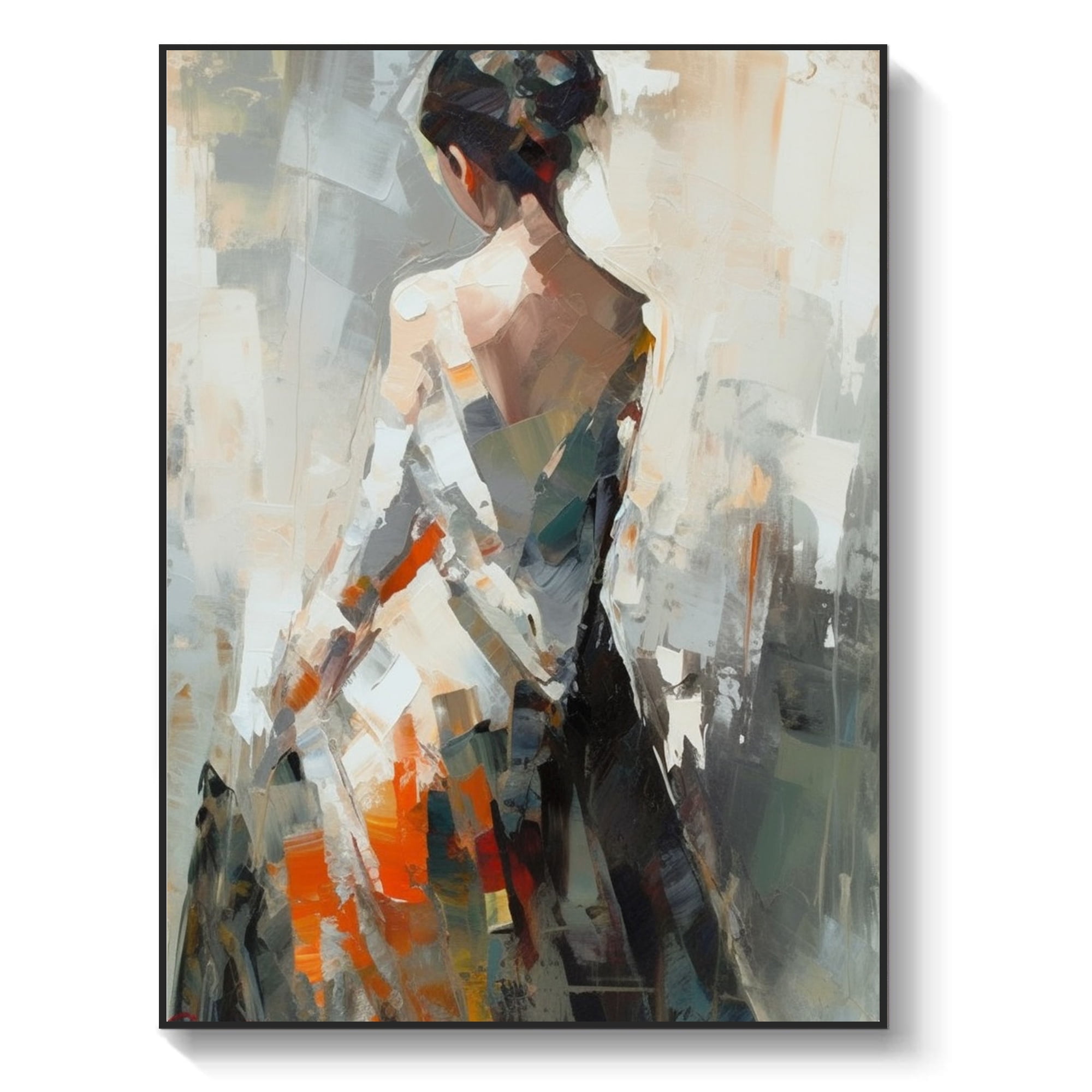 Female figure oil painting, original abstract painting elegant female ...