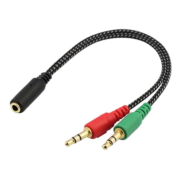 Female to 2 Male Headset Splitter Cable Computer Headphones Microphone ...