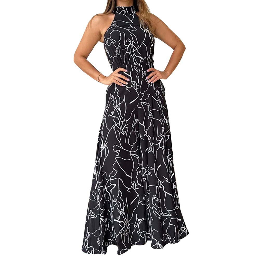 Females Plus Size Jumpsuit Halter Romper with Loose Fit Wide Leg for ...