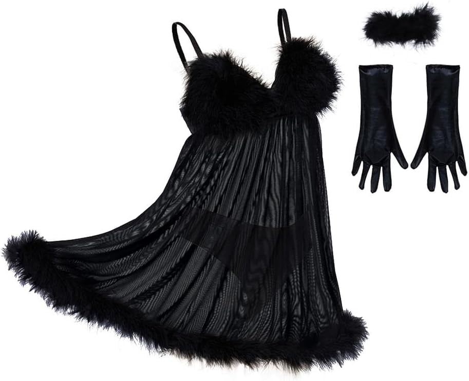 Fembot Dress Fembot Red Dress Women's Sexy Feather Lingerie Negligees ...