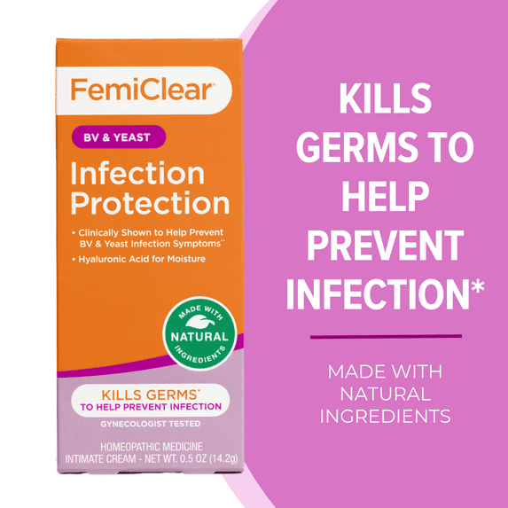 FemiClear Infection Protection Cream for BV & Yeast, 0.5 oz Tube with ...