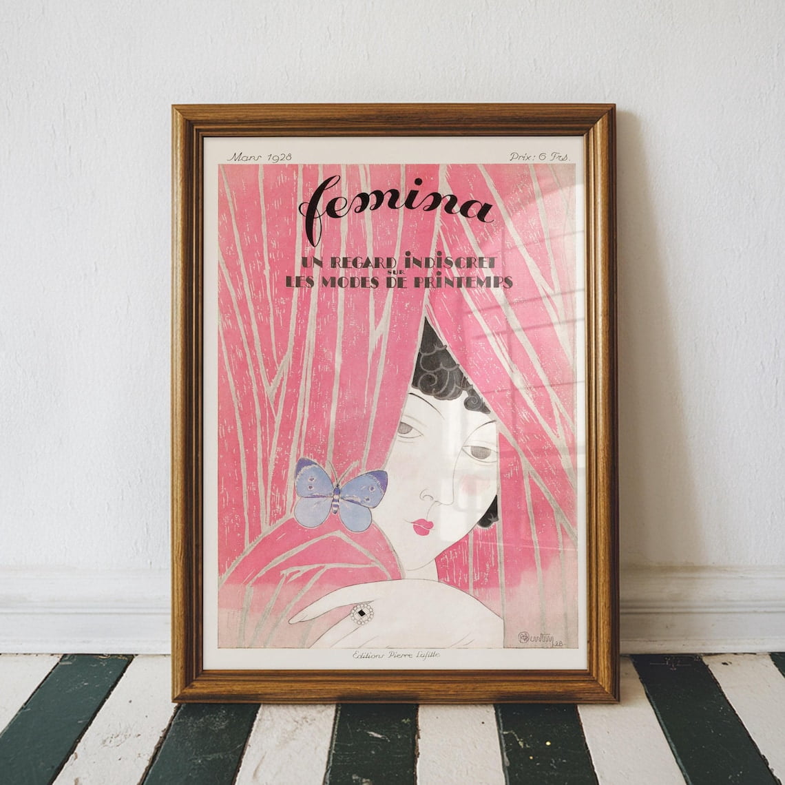 Femina Vintage French Magazine Cover Wall Art Print, Elegant Fashion ...