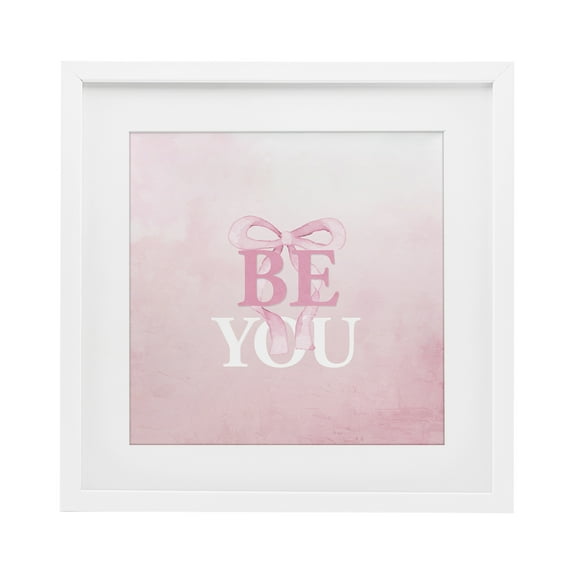 Feminine Be You Pastel White Framed Print Under Glass, design by Kim ...