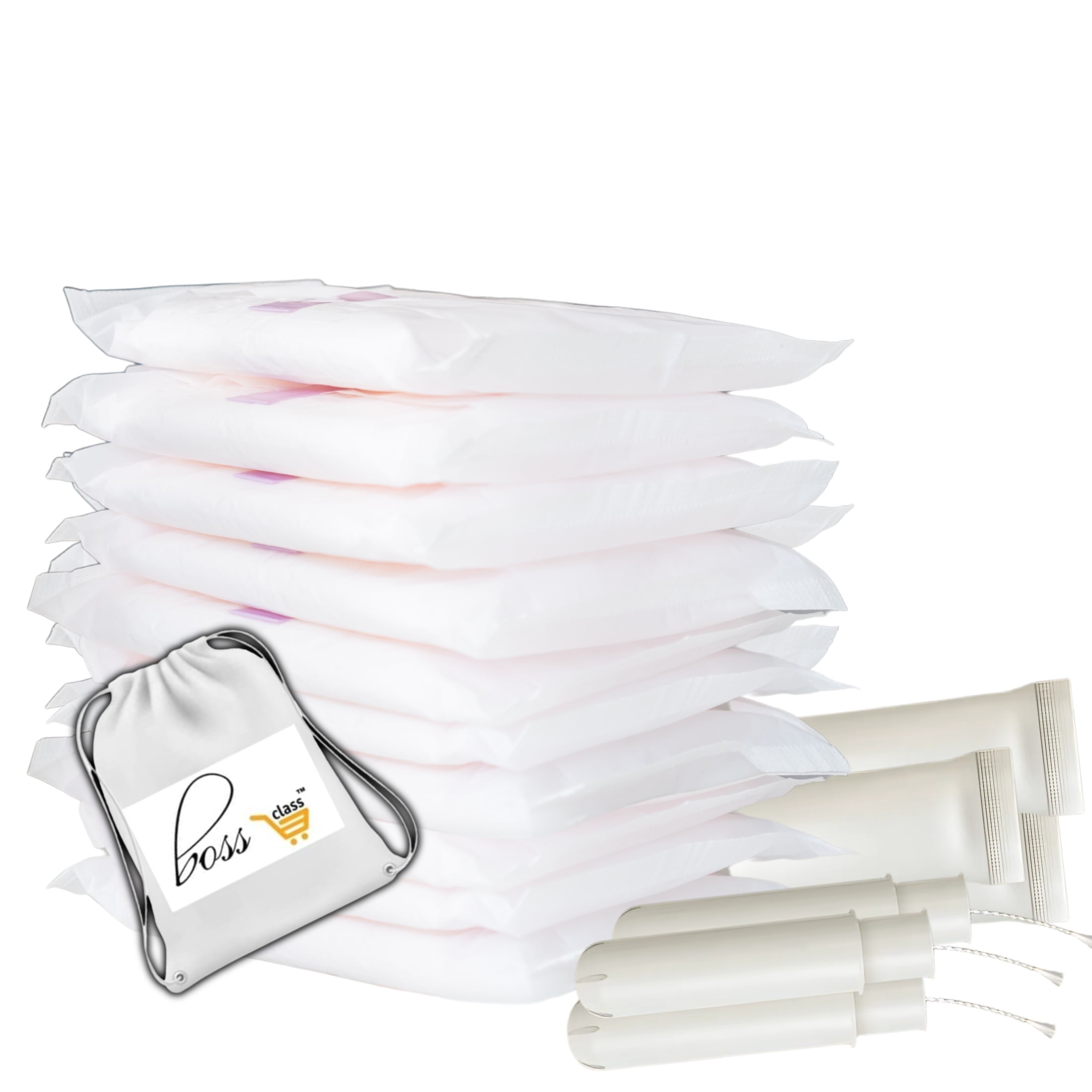 Feminine Care Set – 10 UltraThin Overnight Sanitary Pads with Wings + 6 Tampons with Smooth ...