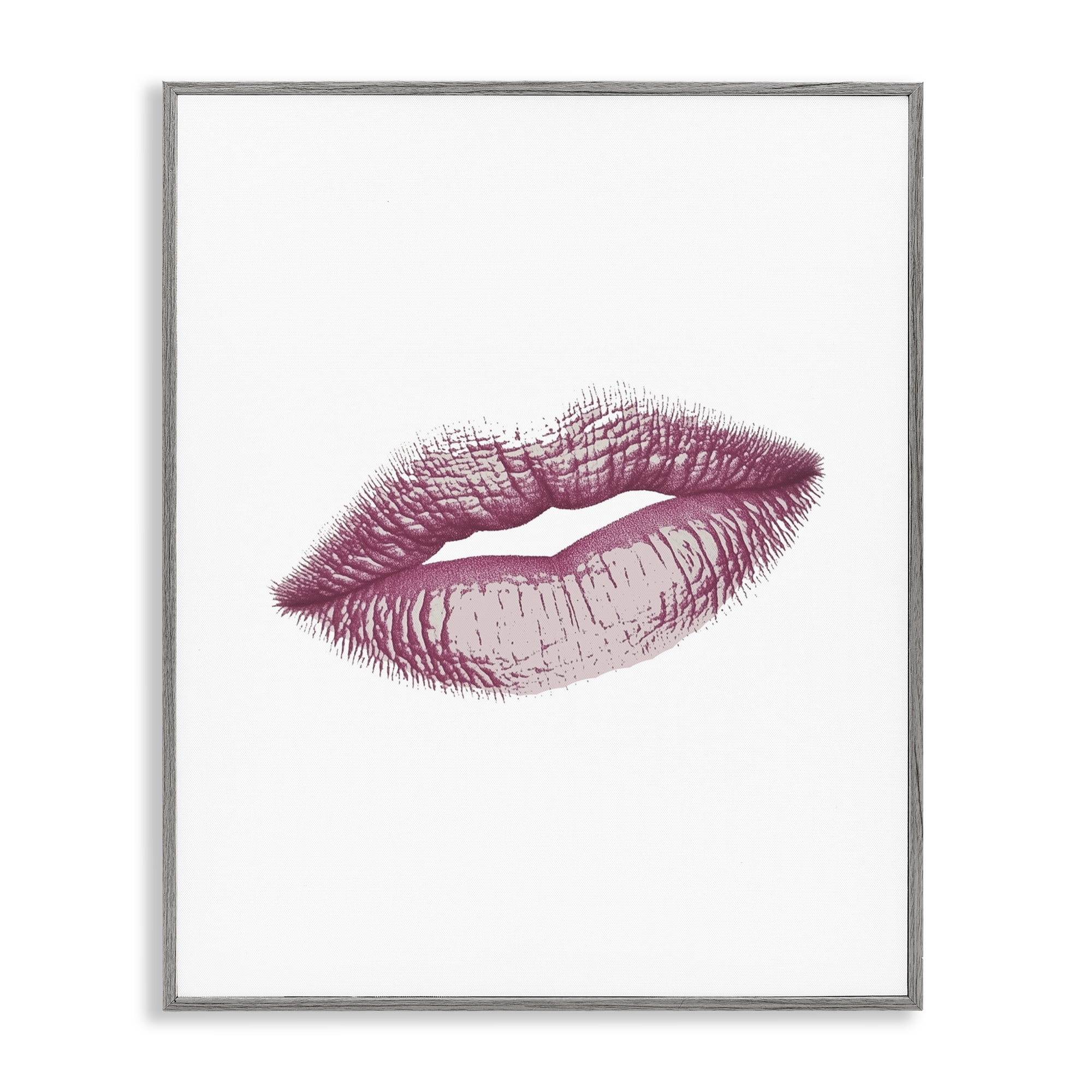 Feminine Pink Lips Glam Gray Framed Giclee Art, design by Christine ...