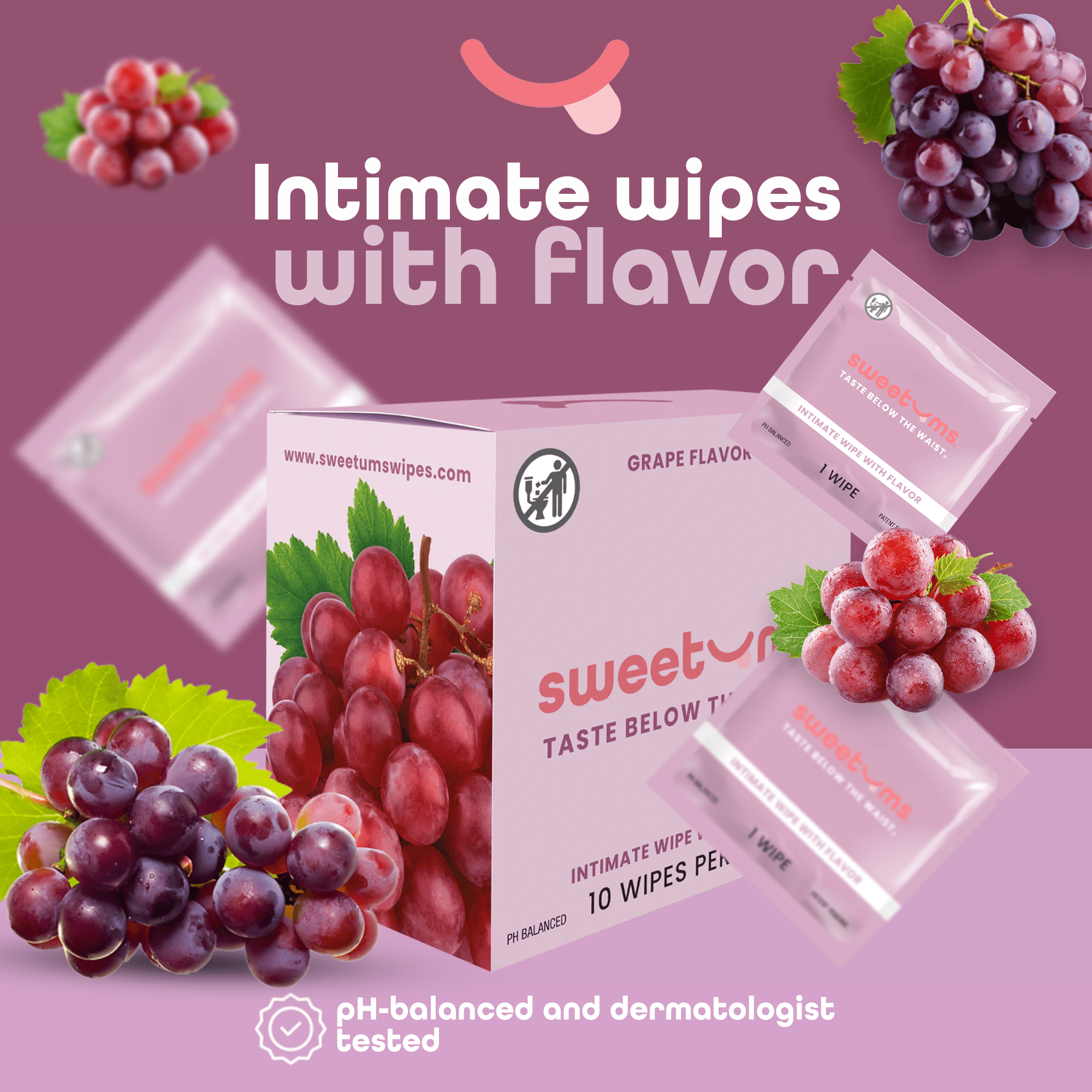 Sweetums Intimate Wipes Grape Flavor 10-Pack - Walmart.com