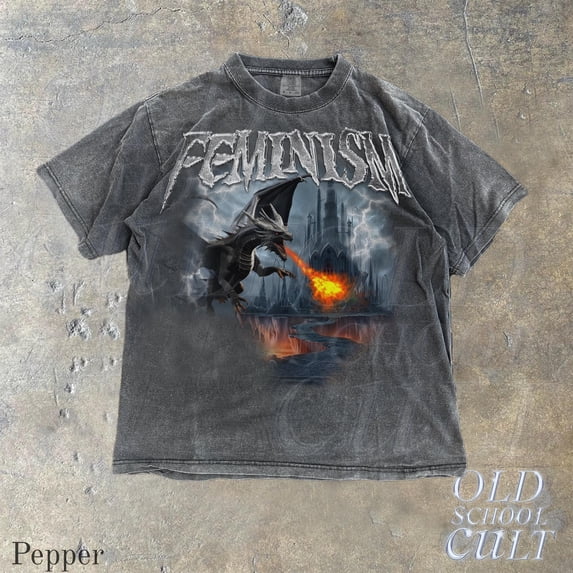 Feminism Dragon Fantasy Vintage Graphic Shirt, Retro Comfort Colors ...