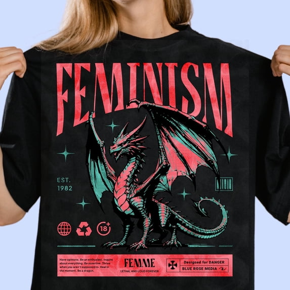 Feminism T-shirt | Feminist Fantasy Dragon T-Shirt, Medieval Clothing ...