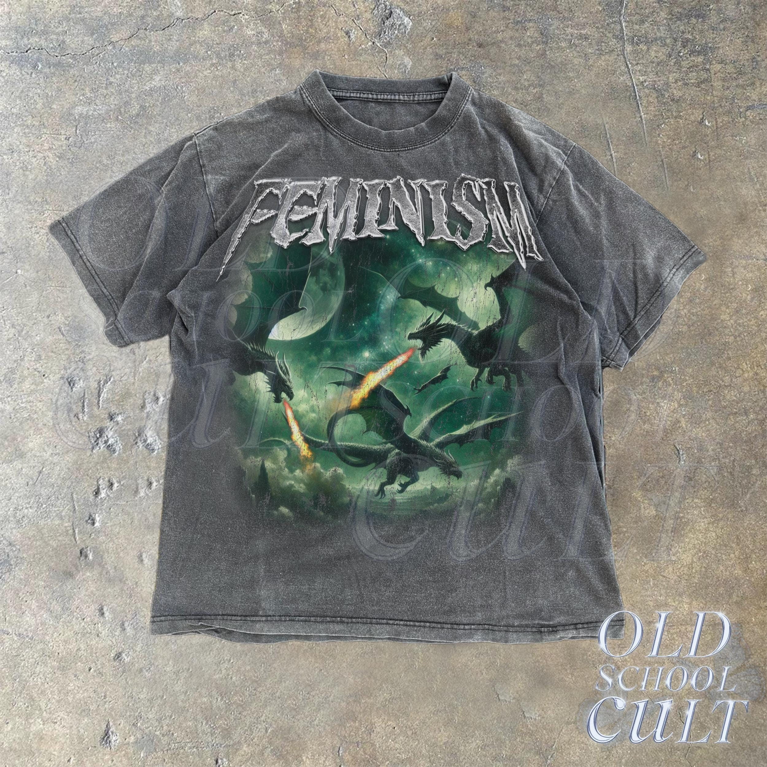 Feminism Three Dragon Fantasy Vintage Graphic Shirt, Retro Dragon ...