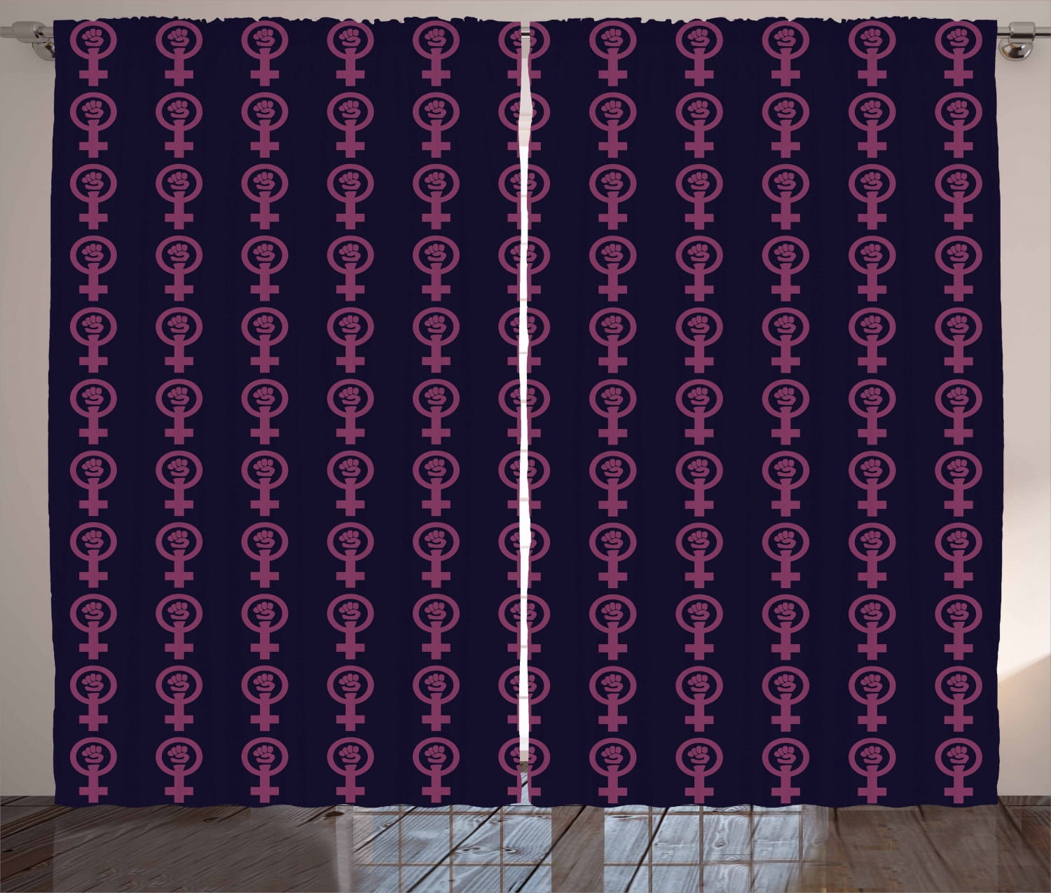 Ambesonne Feminist Curtains 2 Panel Set, Venus Mirror and Fist, 108" x ...