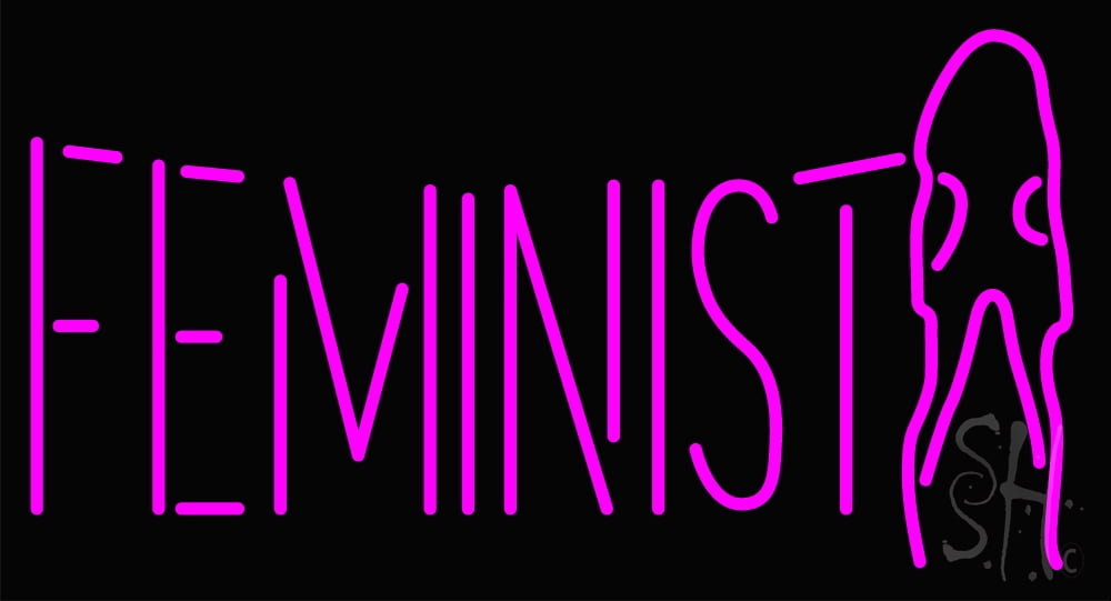 Feminist Girl LED Neon Sign 20" Tall x 37" Wide - inches Black Square ...
