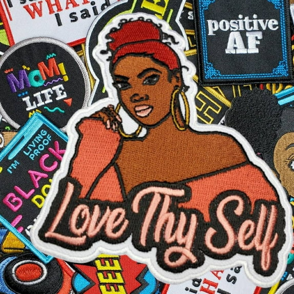 Feminist, Iron-on Patch "Love Thyself" Size 4" Embroidery Patch; Empowerment Badge; Patch for ...