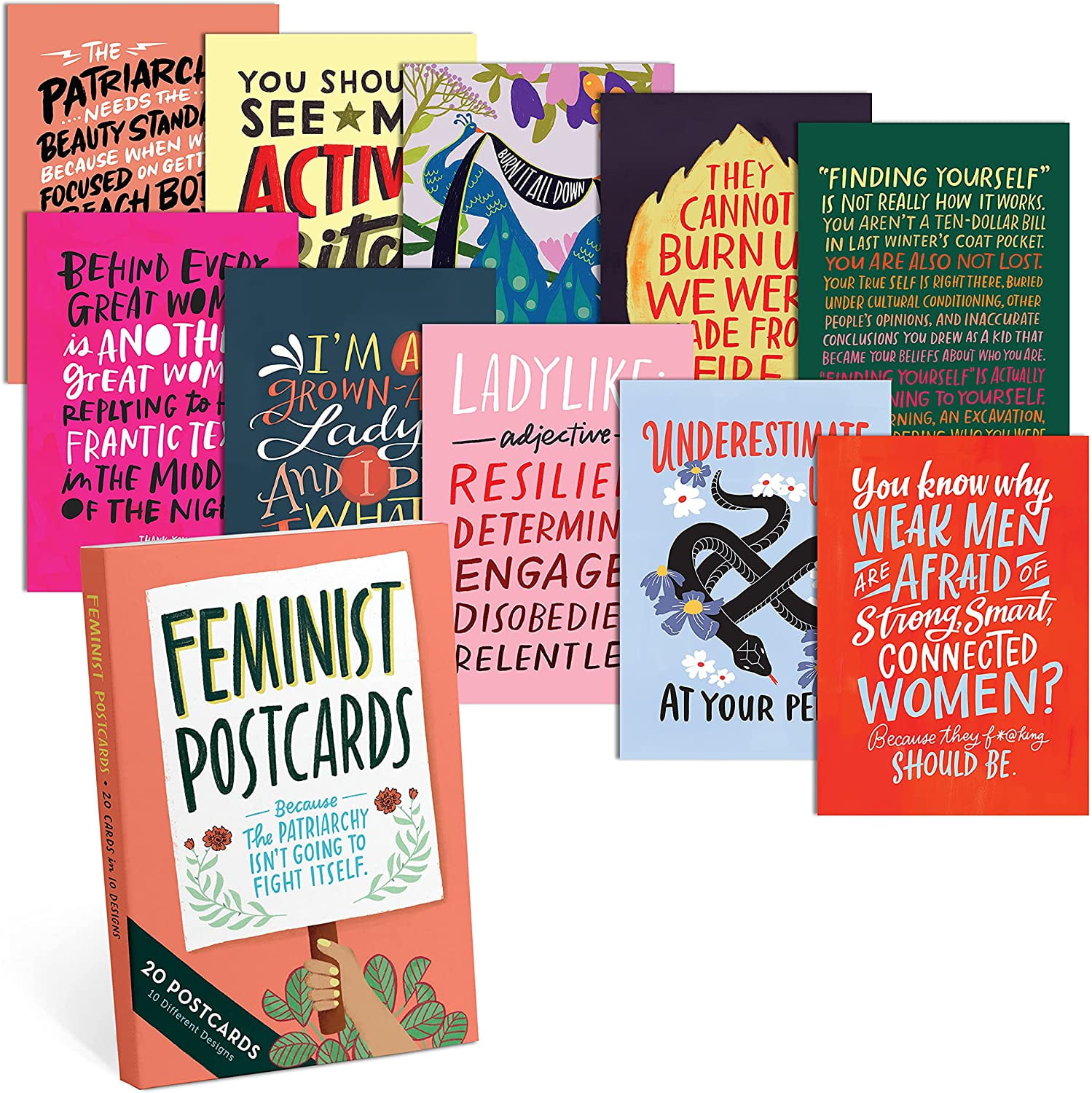 Feminist Postcard Book, 20 Postcards (2 Each 10 Styles), 5 x 7-inches ...