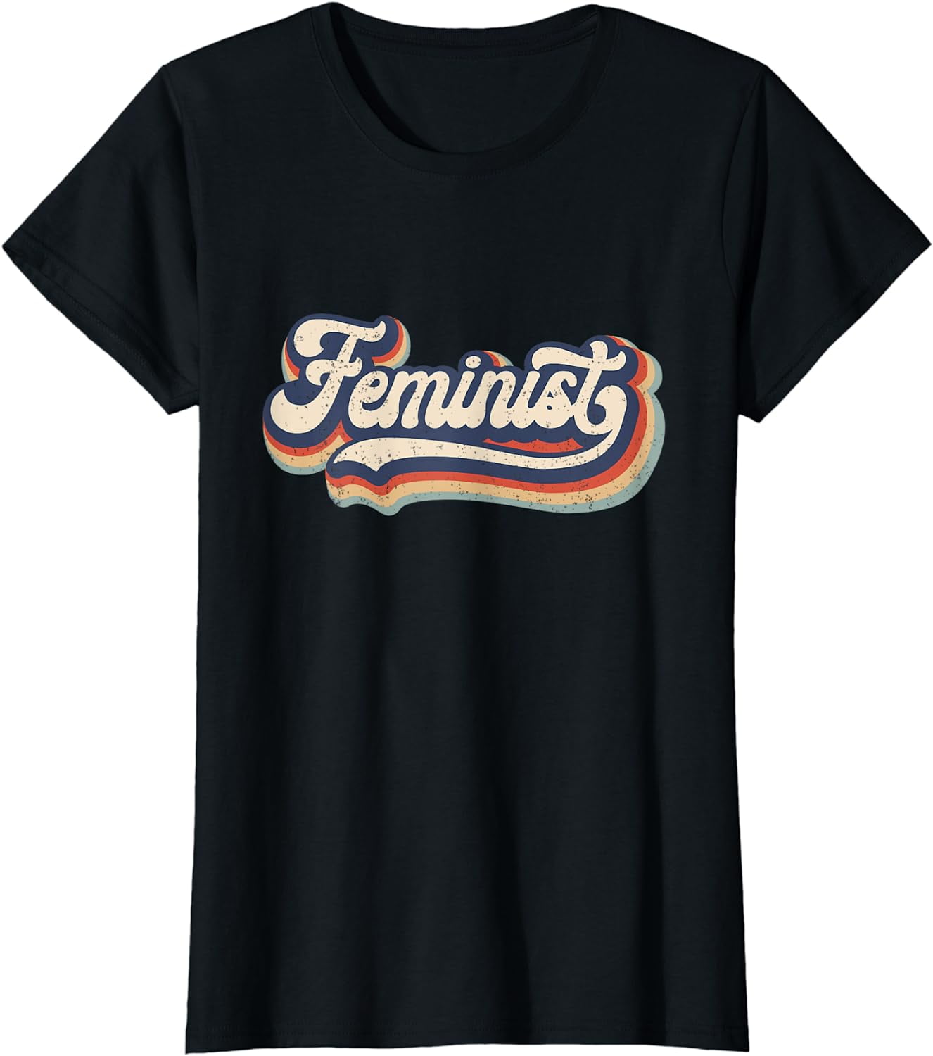 Feminist Retro 70s Vintage Rainbow Feminism T T Shirt