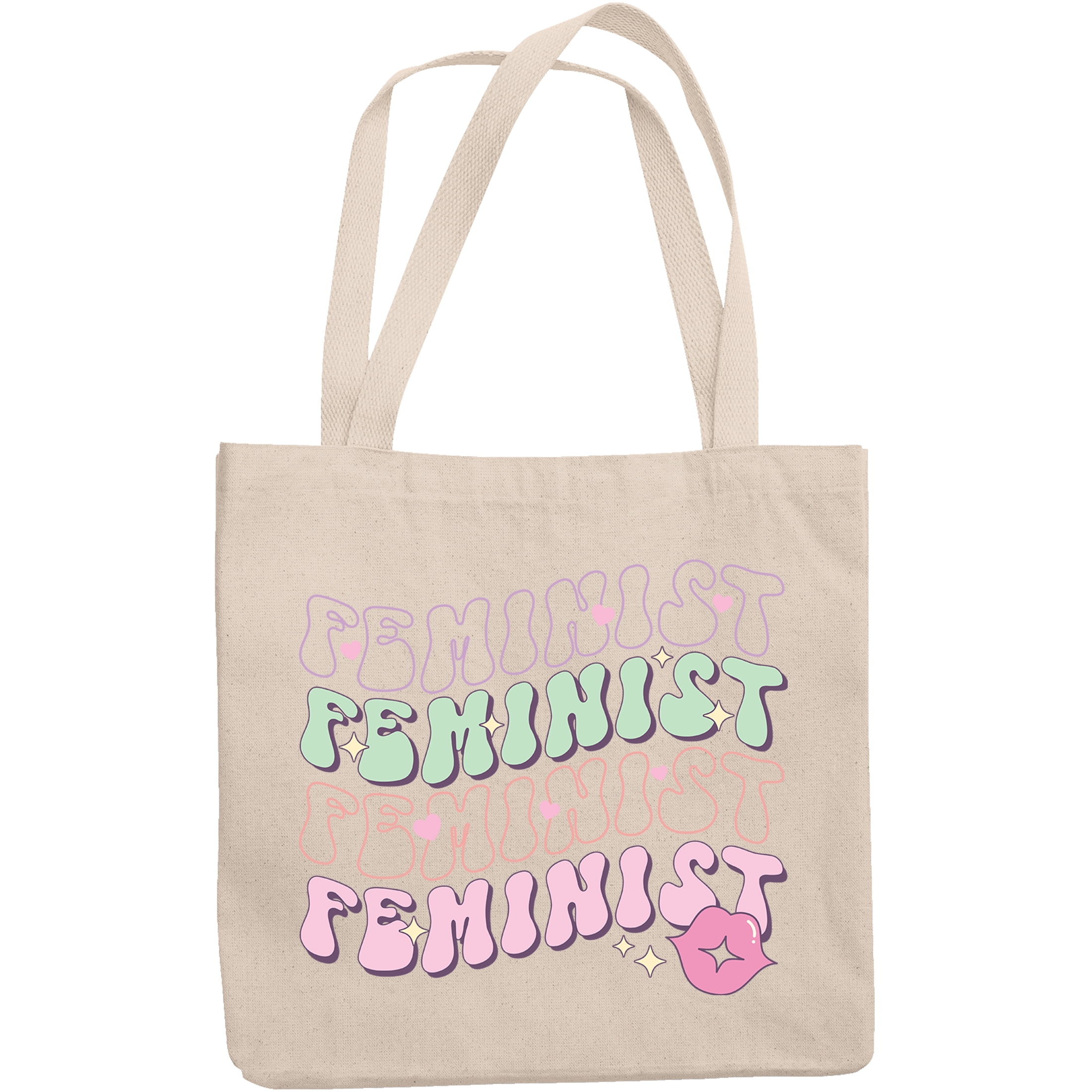 Feminist, Retro Groovy Wavy Text Art Merch Gift, 12oz Canvas Tote Bag ...