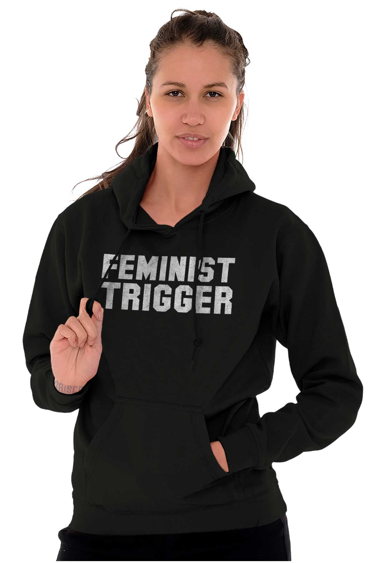 Feminist Trigger Equality Movement Women Plus Size Hoodie Brisco Brands ...