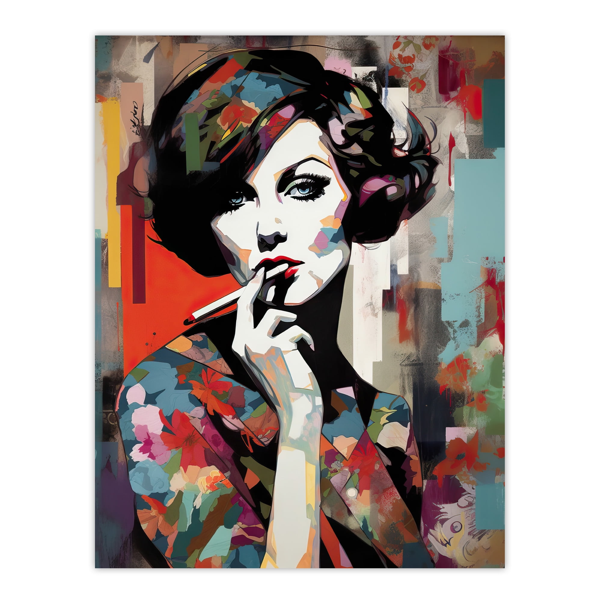 Femme Fatale Beauty Portrait Oil Painting Woman In Floral Fashion ...