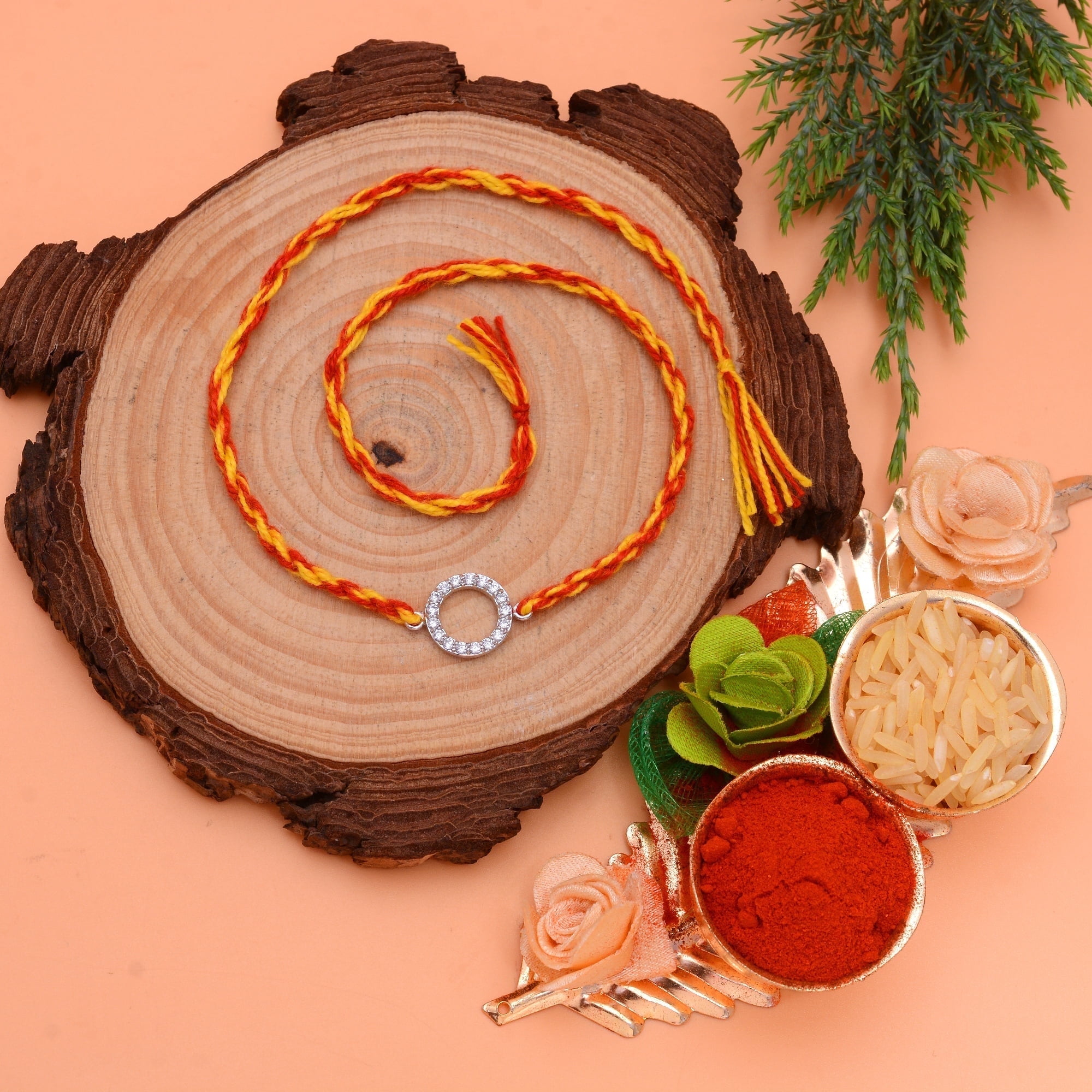 Femme Jam 925 Sterling Silver Red Thread Braided Cubic Zirconia Rakhi ...