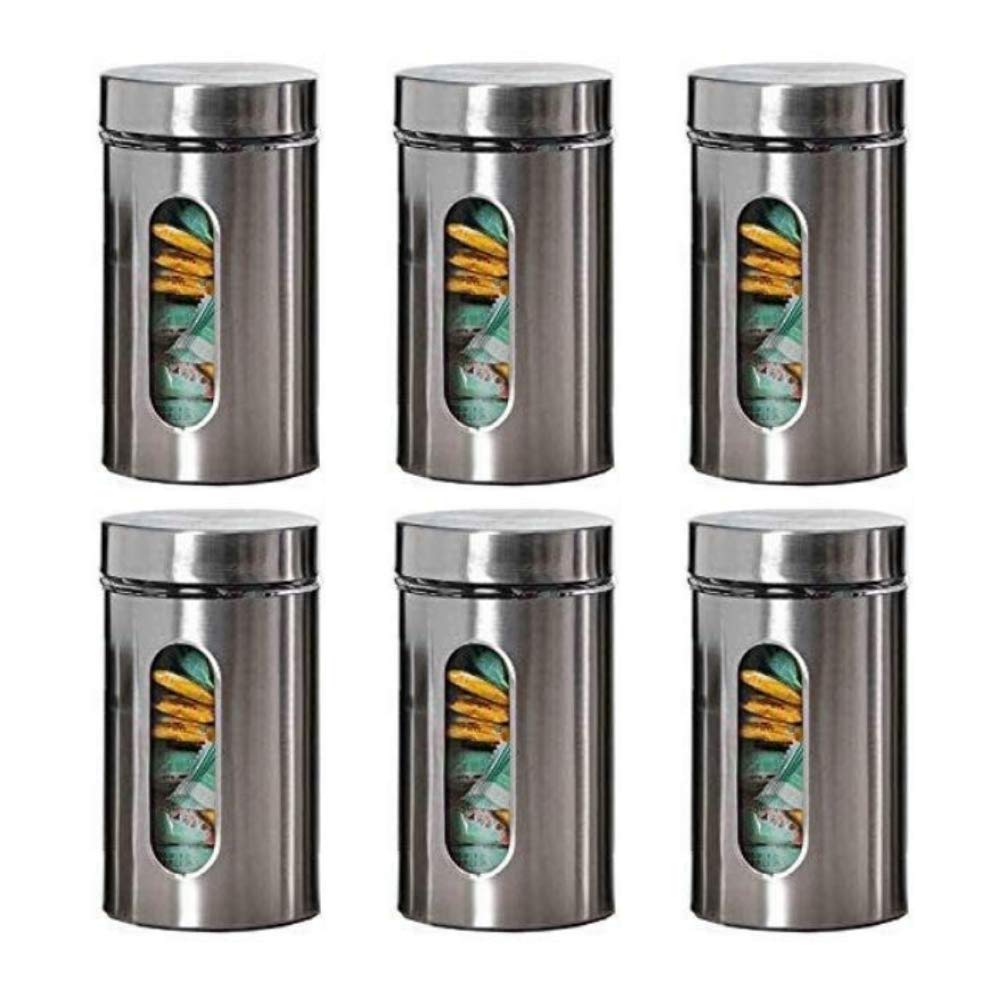 Femora Oval Shape Glass Window Jars Steel Body See Through Window Jar 1 ...