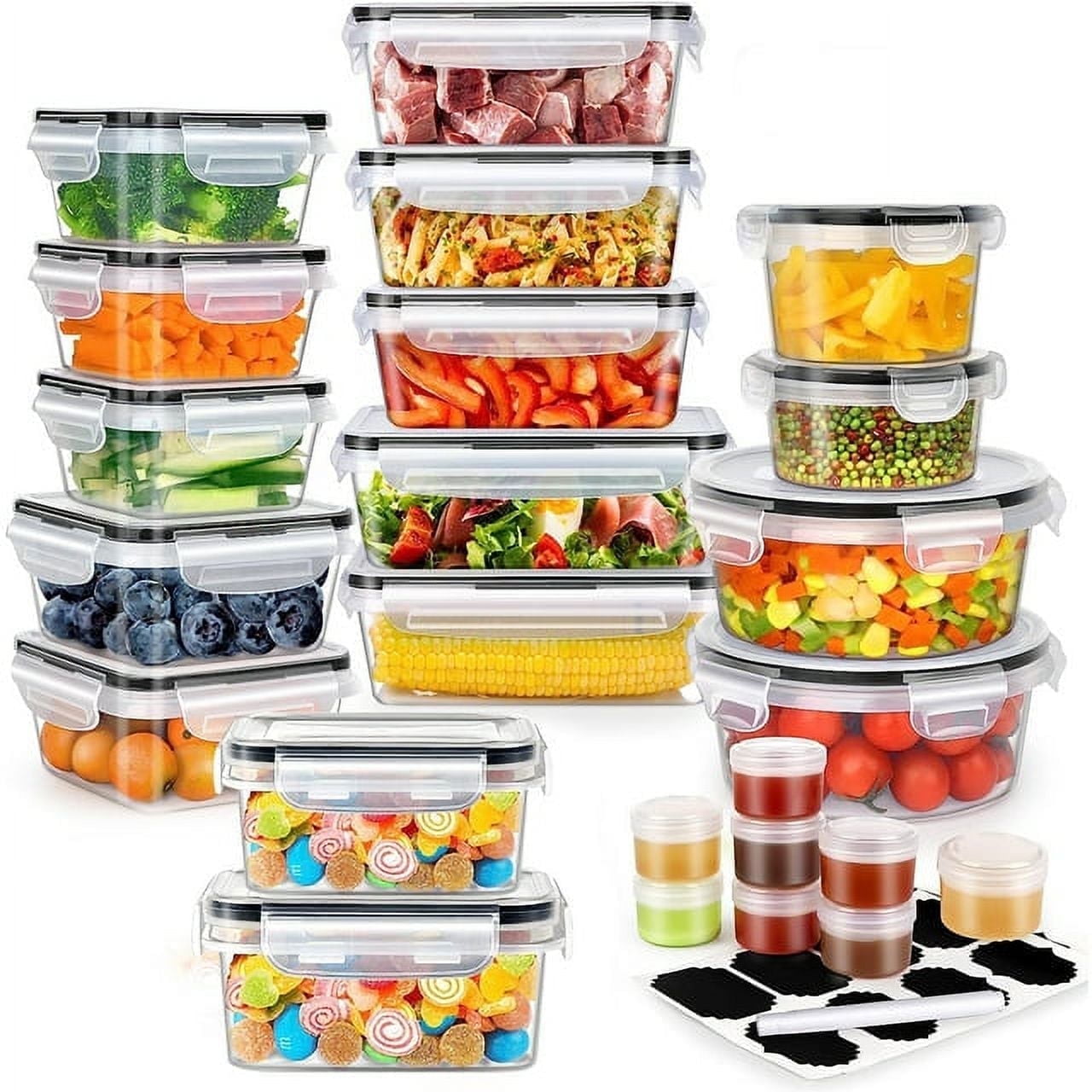 SUGIFT 24 Pcs Airtight Food Storage Container Set - BPA Free Clear ...
