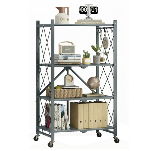 Fenbeli 4-Tier Storage Shelving Unit, Metal Shelf, Foldable Storage ...