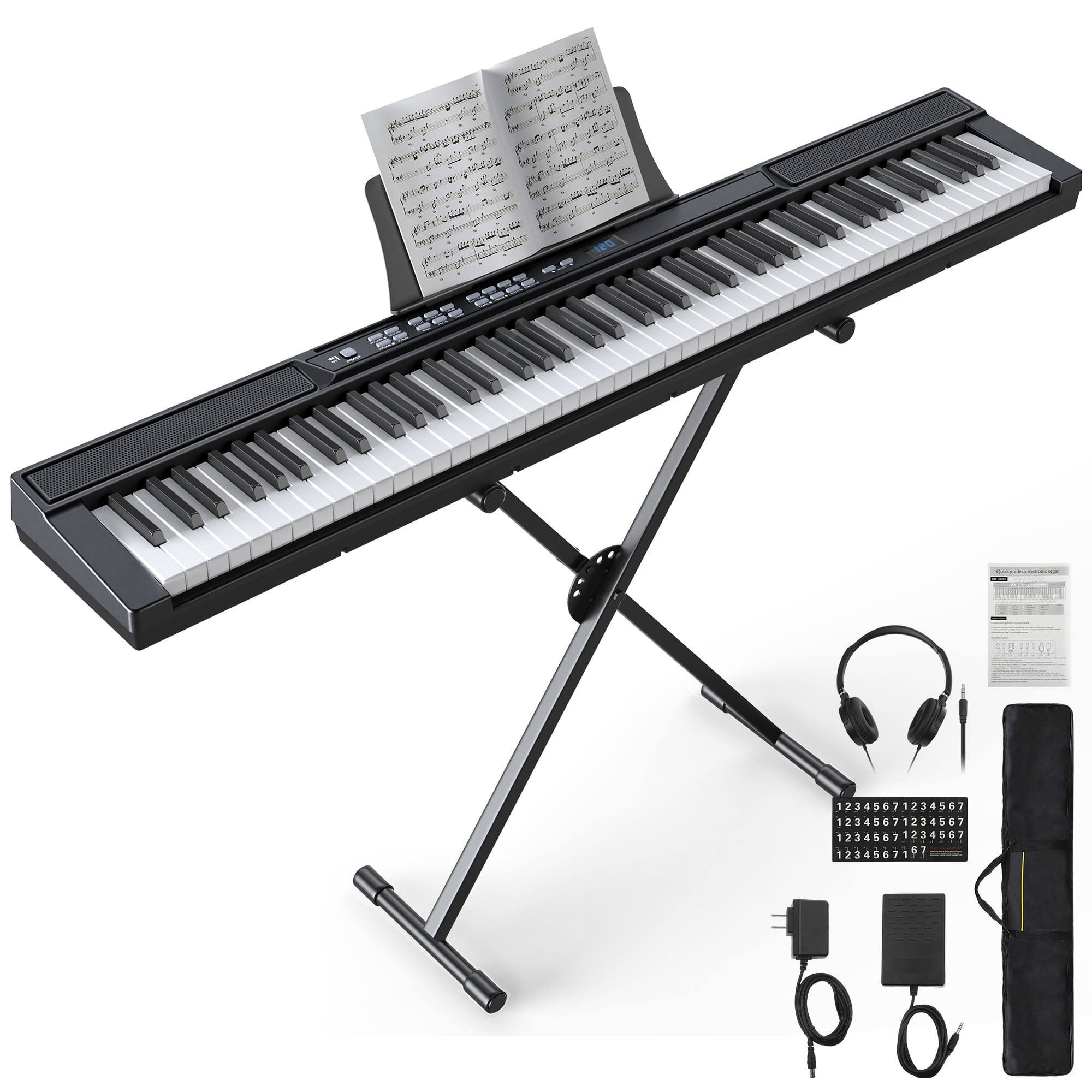 Fenbeli 88 Key Digital Piano Keyboard with Stand Full-Size Semi ...