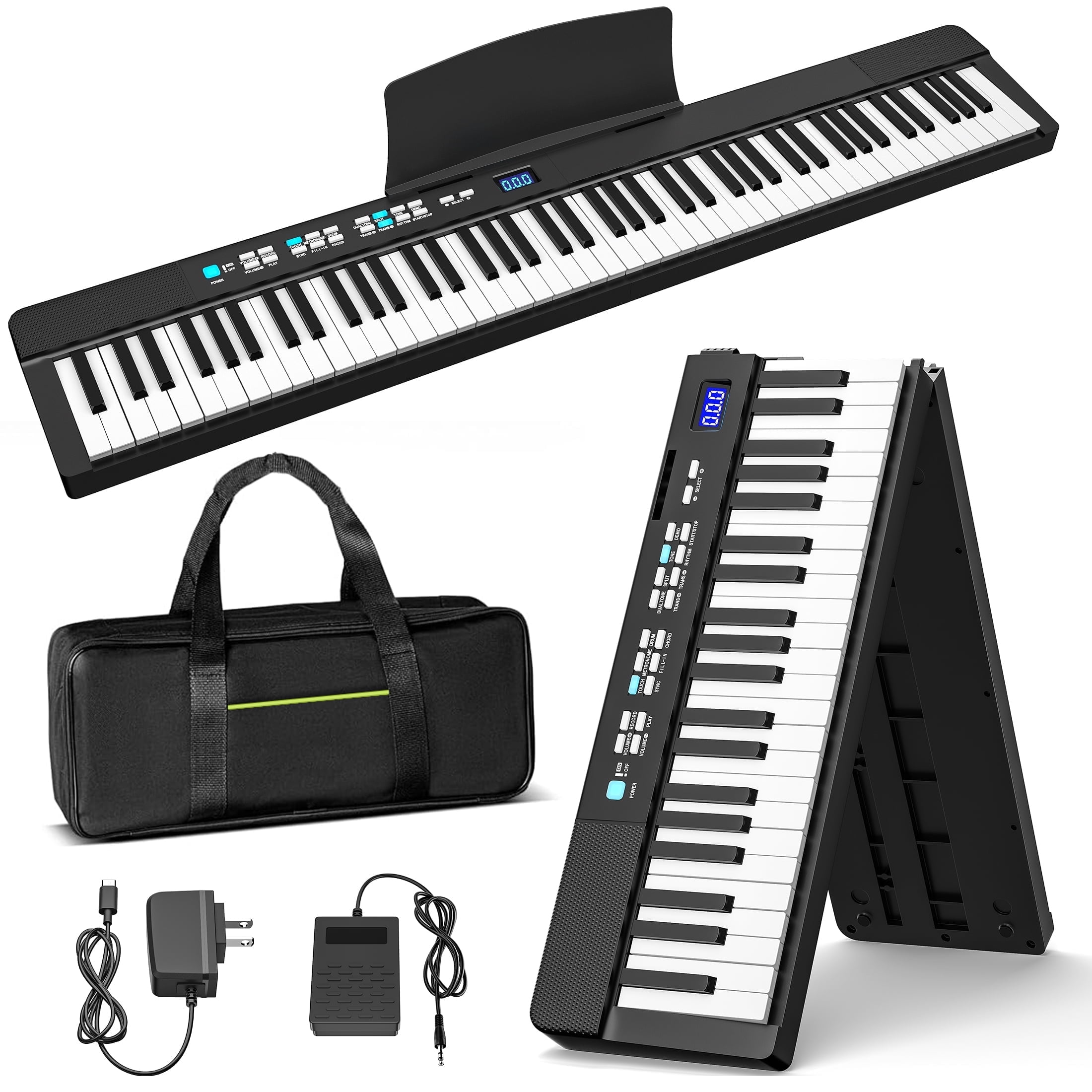 Fenbeli 88 Keys Folding Piano Keyboard for Beginner Portable Electric ...