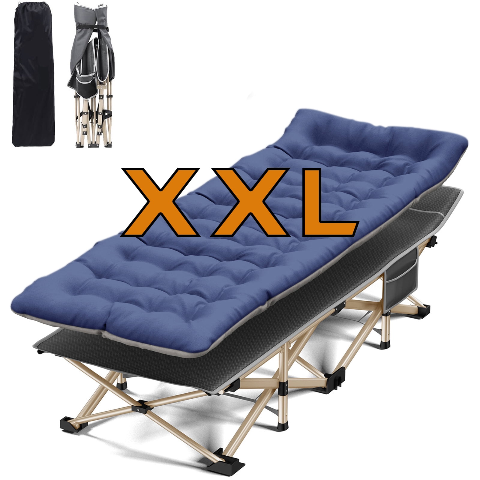 Fenbeli Folding Camping Cot 32'' XXL Adult widen Folding Bad with 2 ...