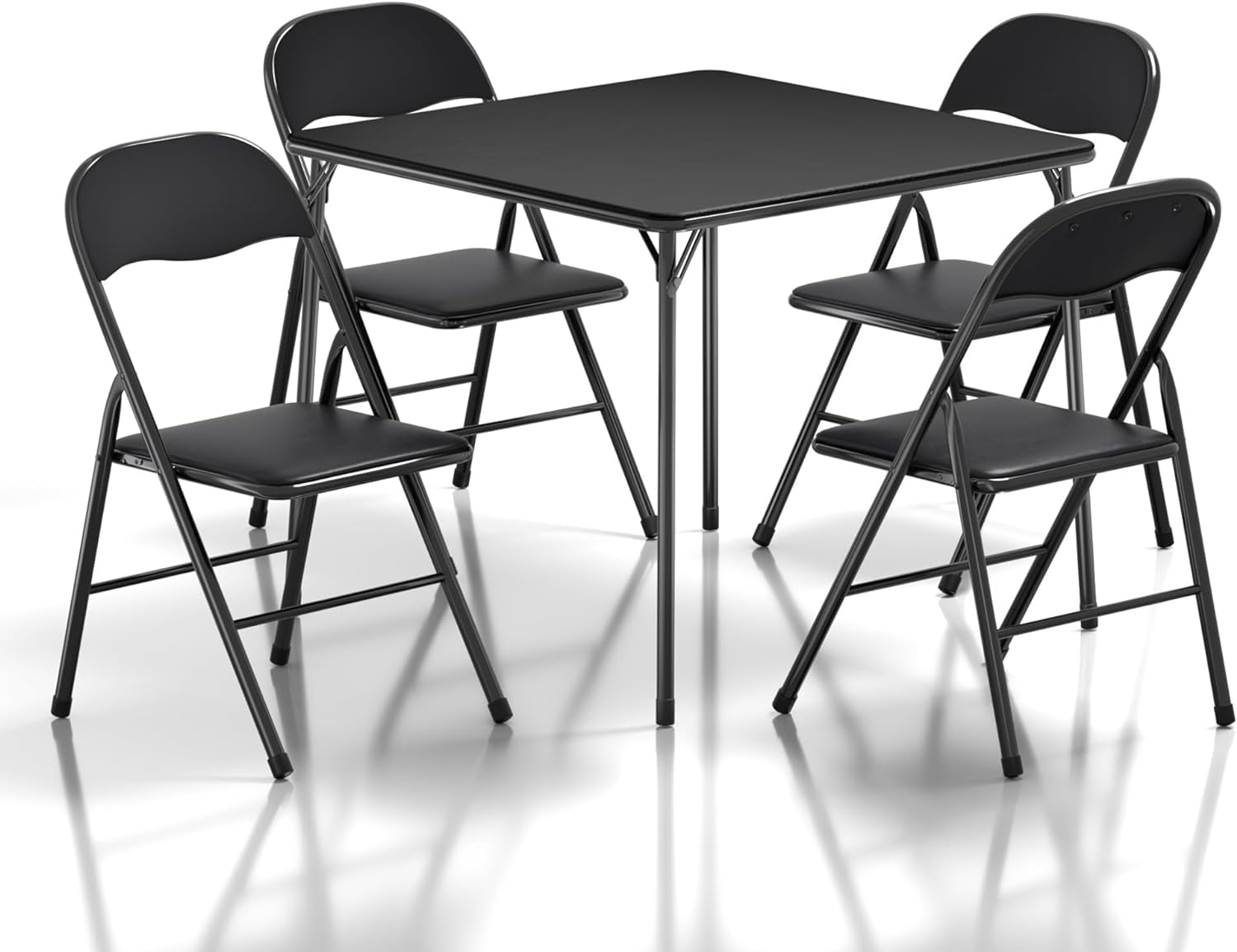 Fenbeli Folding Portable Card Table Square and Foldable Chair Sets 5PCS ...