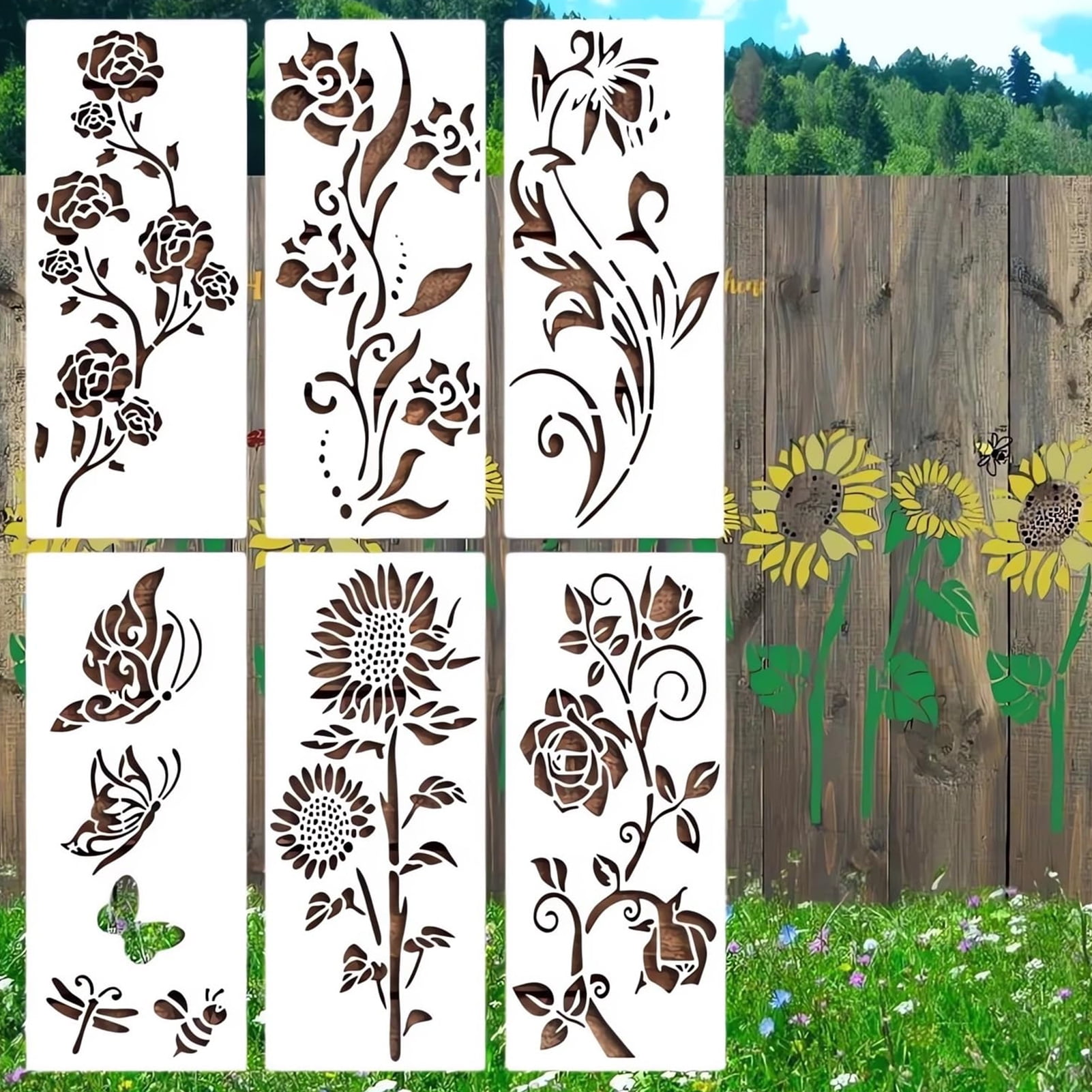 Fence Decoration Templates Natural Flower Stems with Stem Leaf Shapes ...