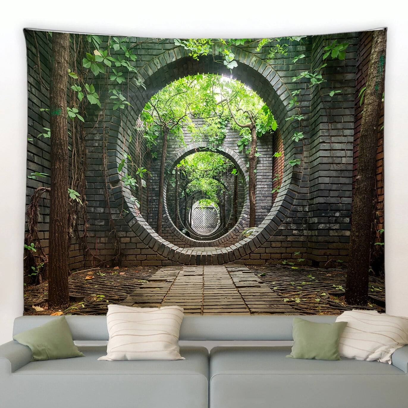 Fence Flowers Tapestry Vintage Window Flower Arch Garden Park Nature ...