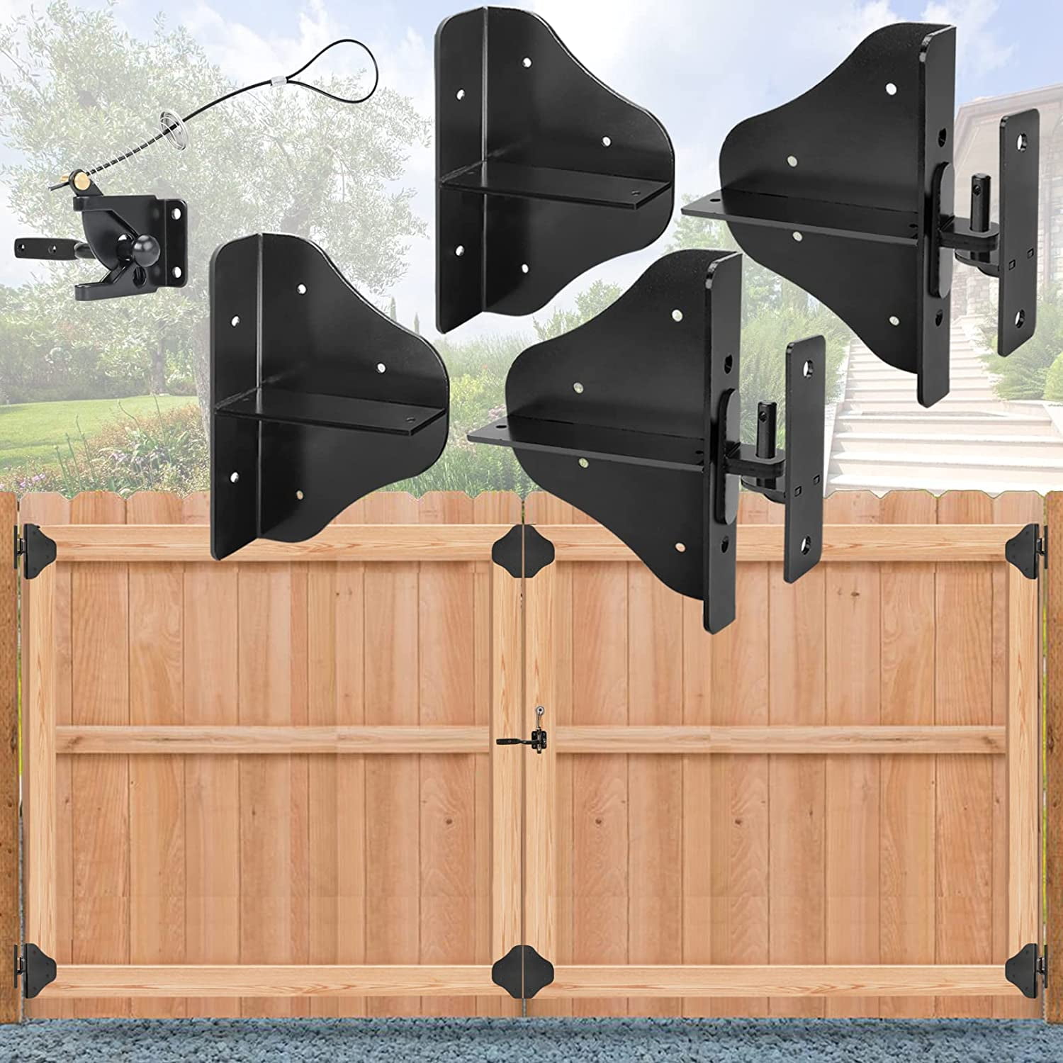 The Fence Gate Kit Gate Hardware with Gate Latch for Single and Double ...