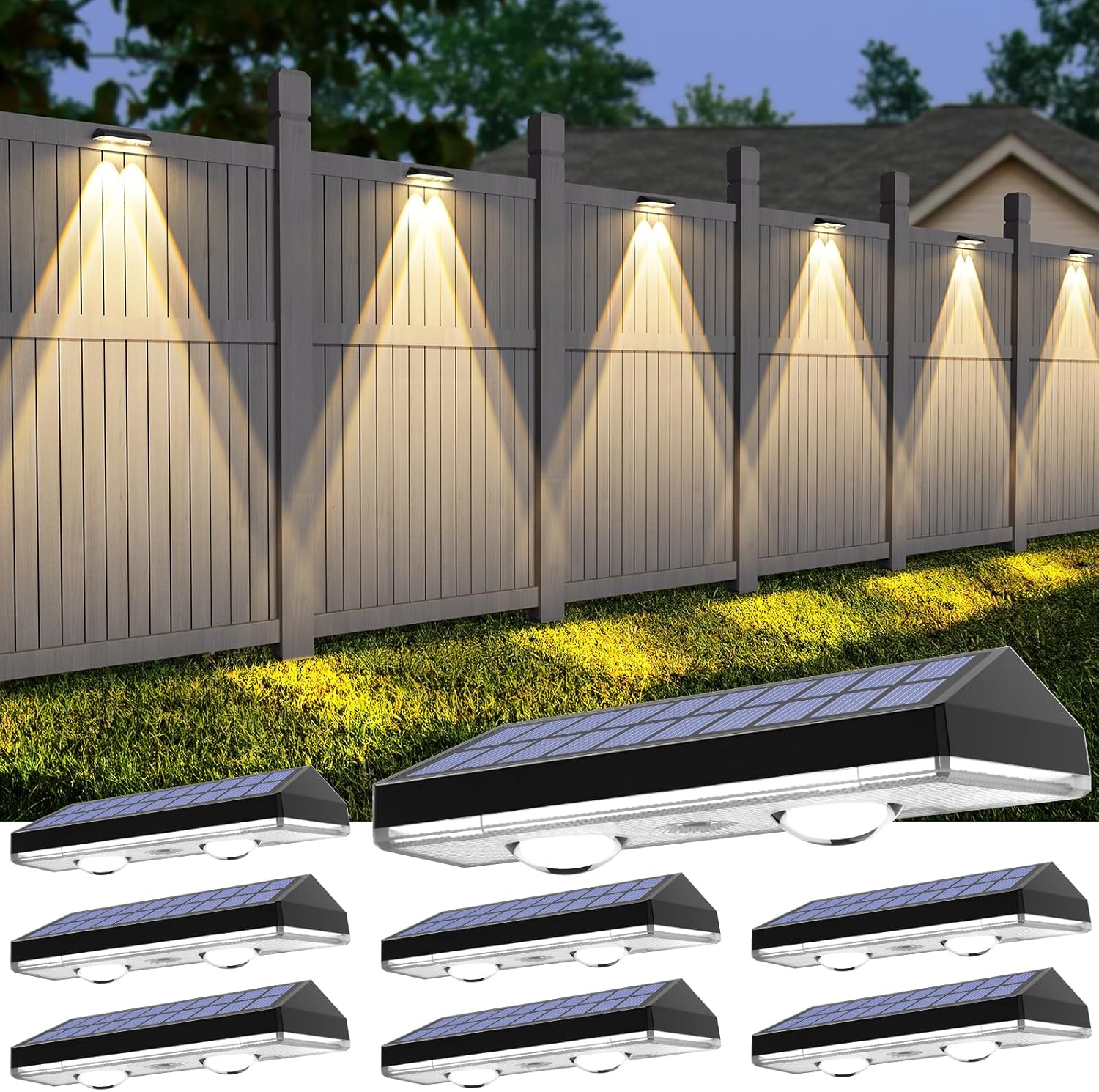 Fence Lights,RGB & Warm White & 6 Colors Bright Lens LED Dusk to Dawn Deck Light Outdoor ...