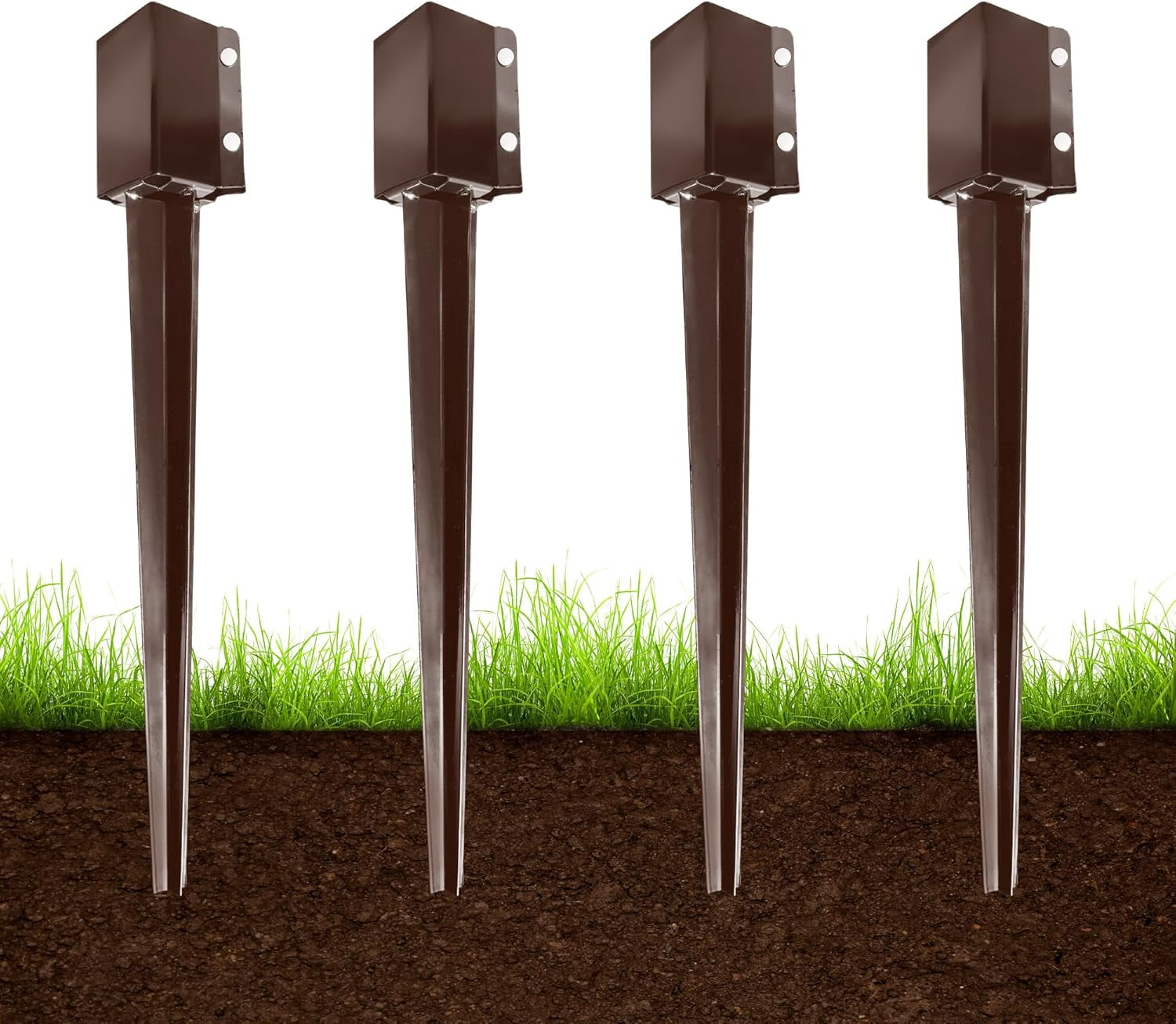 Fence Post Anchor Ground Spike Heavy Duty Metal Black Powder Coated ...