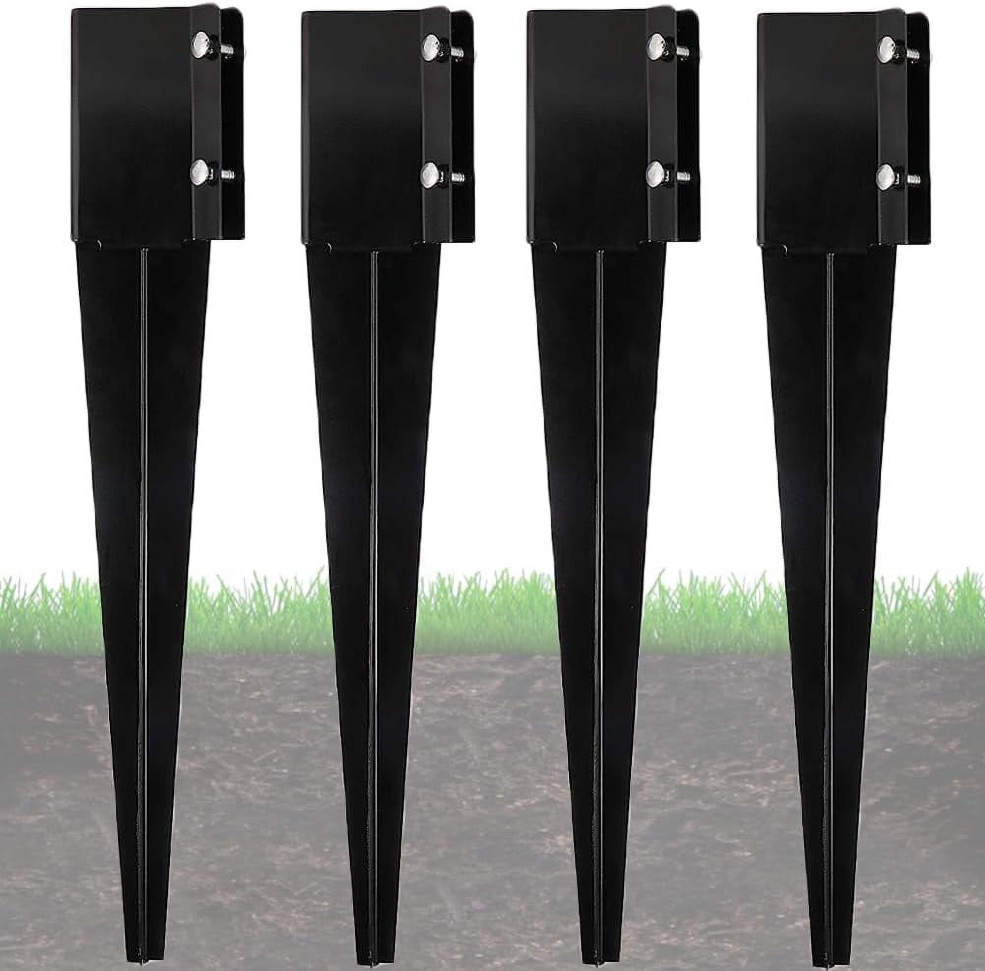 Fence Post Anchor Ground Stakes, Black Powder Coated Post Spikes for ...