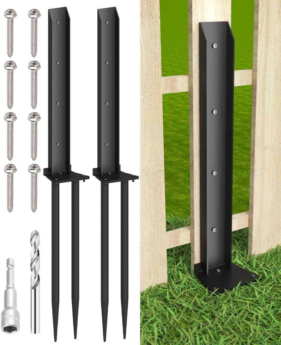 Fence Post Anchor Kit, Heavy Duty Metal Steel Fence Post Repair Kit ...