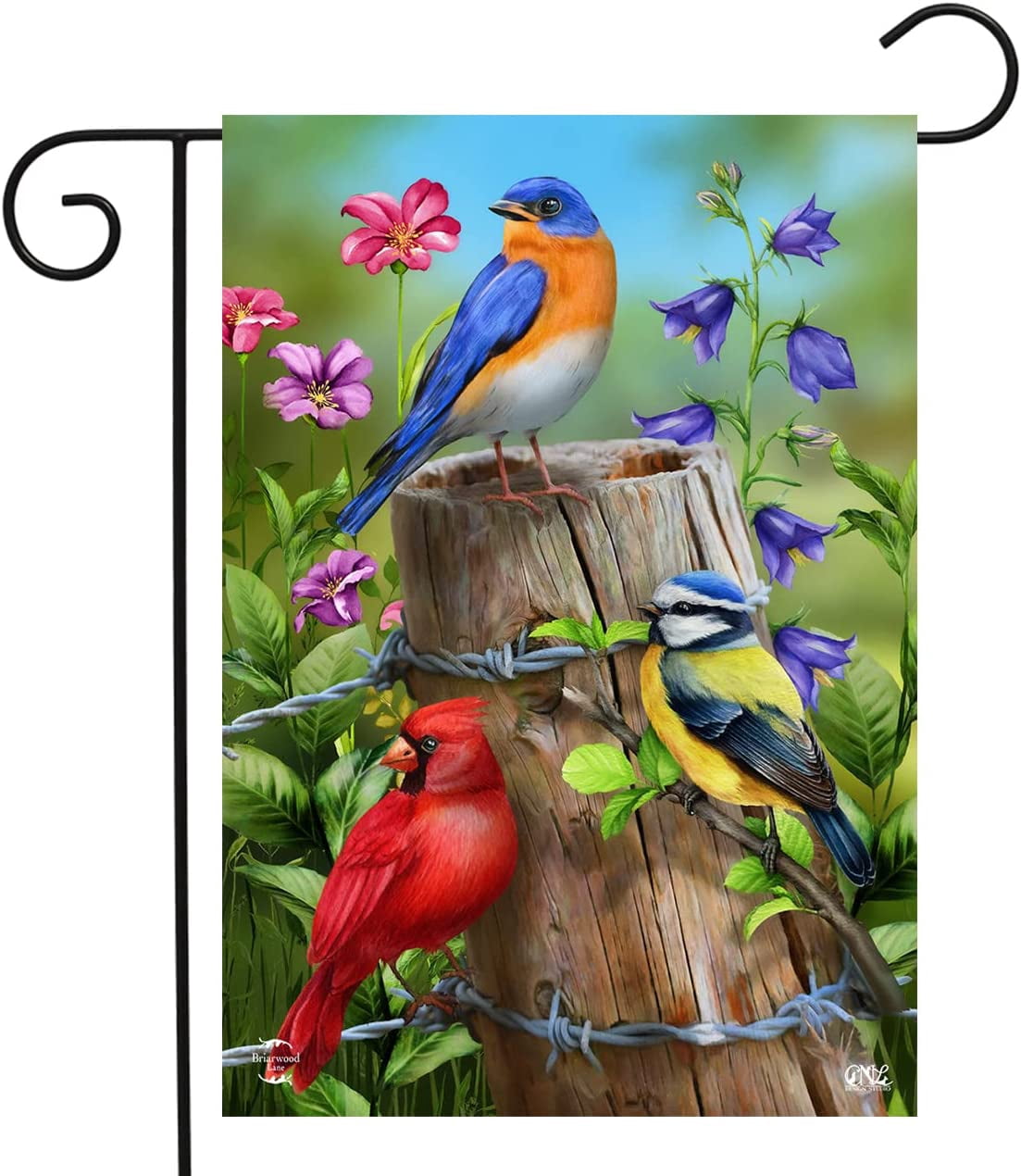 Fence Post Birds Spring Garden Flag Cardinal Bluebird - Walmart.com
