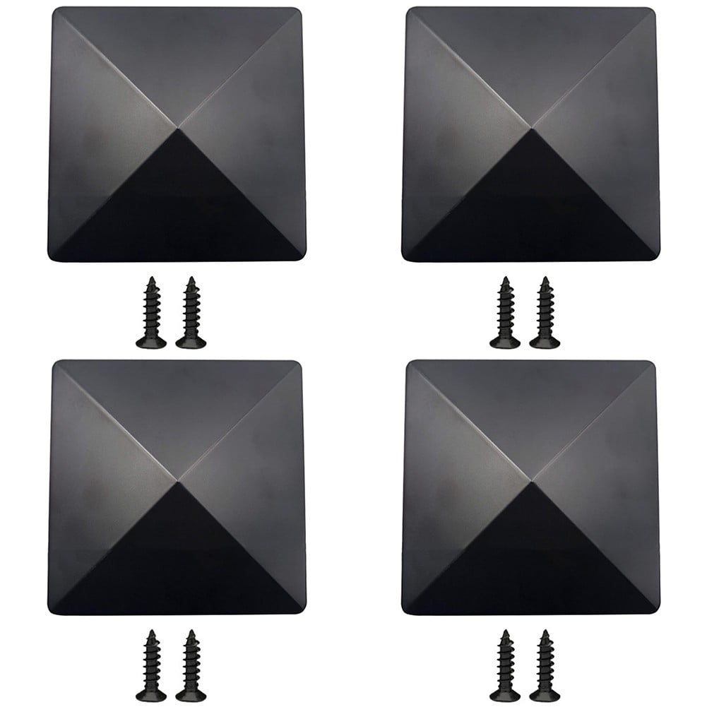 Fence Post Cap with Pre-Drilled Holes Black Plastic Pyramid for 4X4 ...