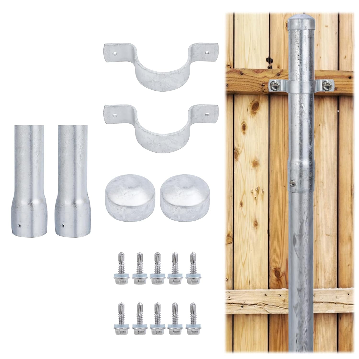 Fence Post Extender 2-3/8" OD 6" Height Heavy Duty Hot-Dip Galvanized ...