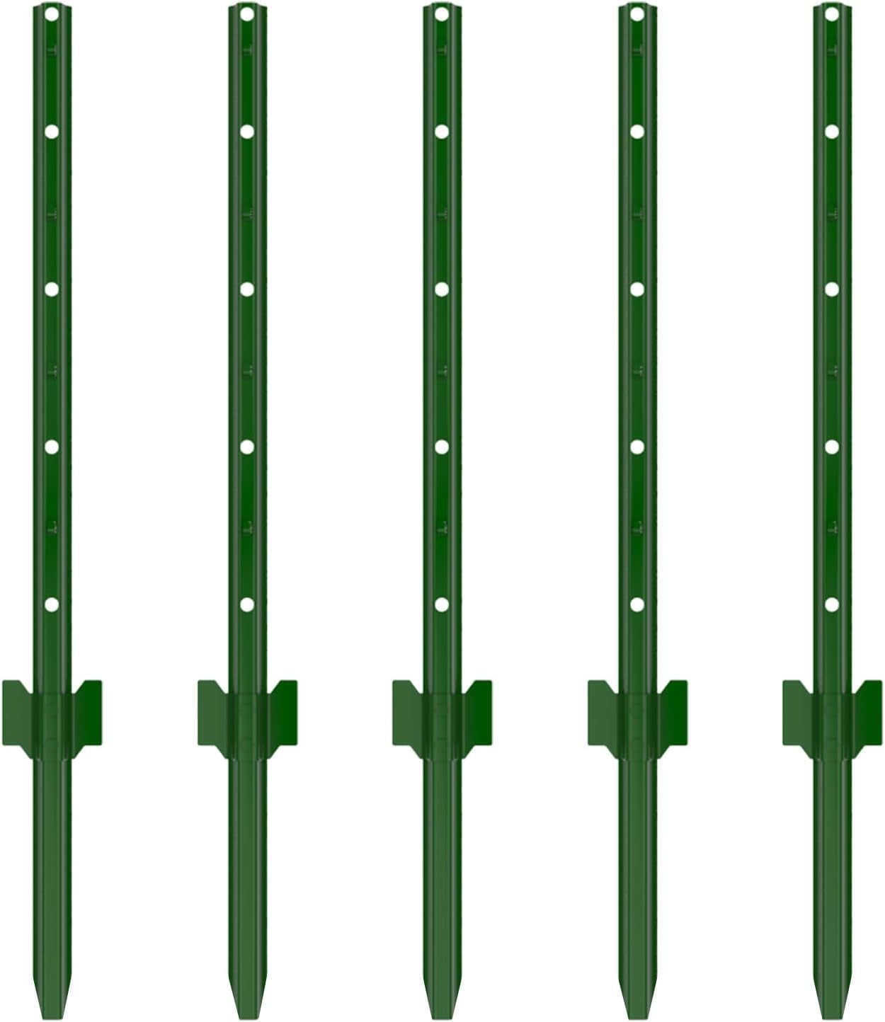 Fence Posts 3 Feet, Pack of 5, 3-4-5-6-7Ft Heavy Duty Garden Metal ...
