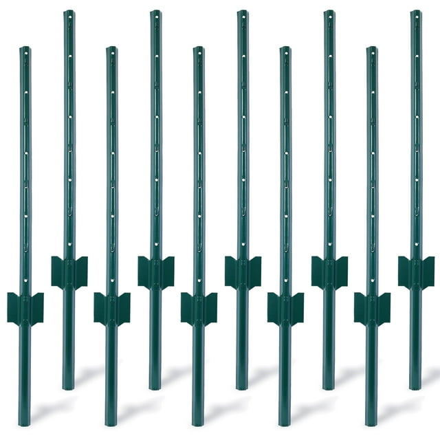 Fence Posts 3 Feet Sturdy Duty Metal Fence Post, Pack of 10, No Dig ...