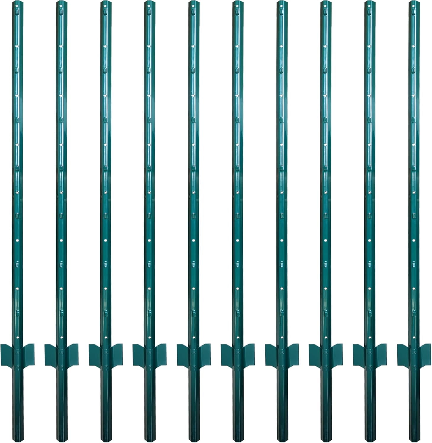 Fence Posts 4.8 Feet Sturdy Duty Metal Fencing Poles, Pack of 10, No ...
