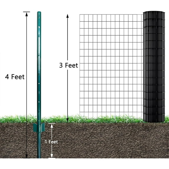 Fence Posts 4 Foot – 10-Pack Heavy-Duty Metal U-Posts – Easy No-Dig ...